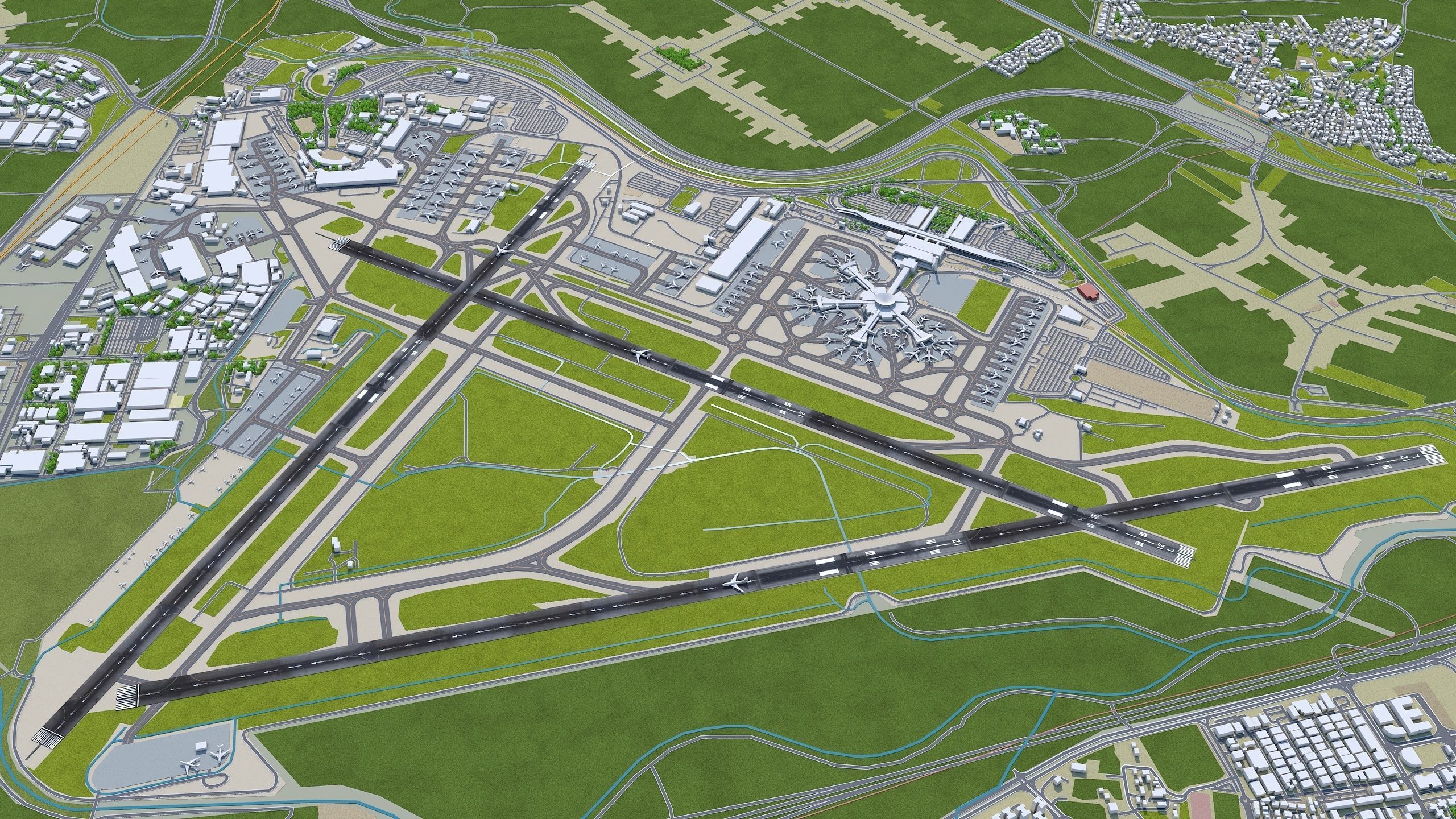 3D model Ben Gurion Airport 10km VR / AR / low-poly | CGTrader