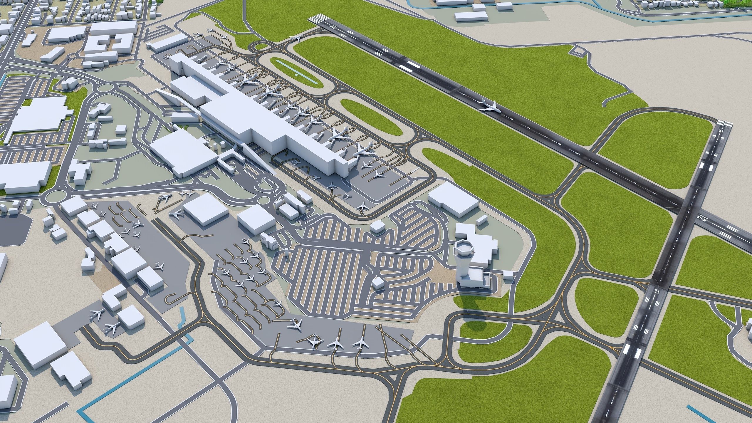 3D model Adelaide Airport 10km VR / AR / low-poly | CGTrader