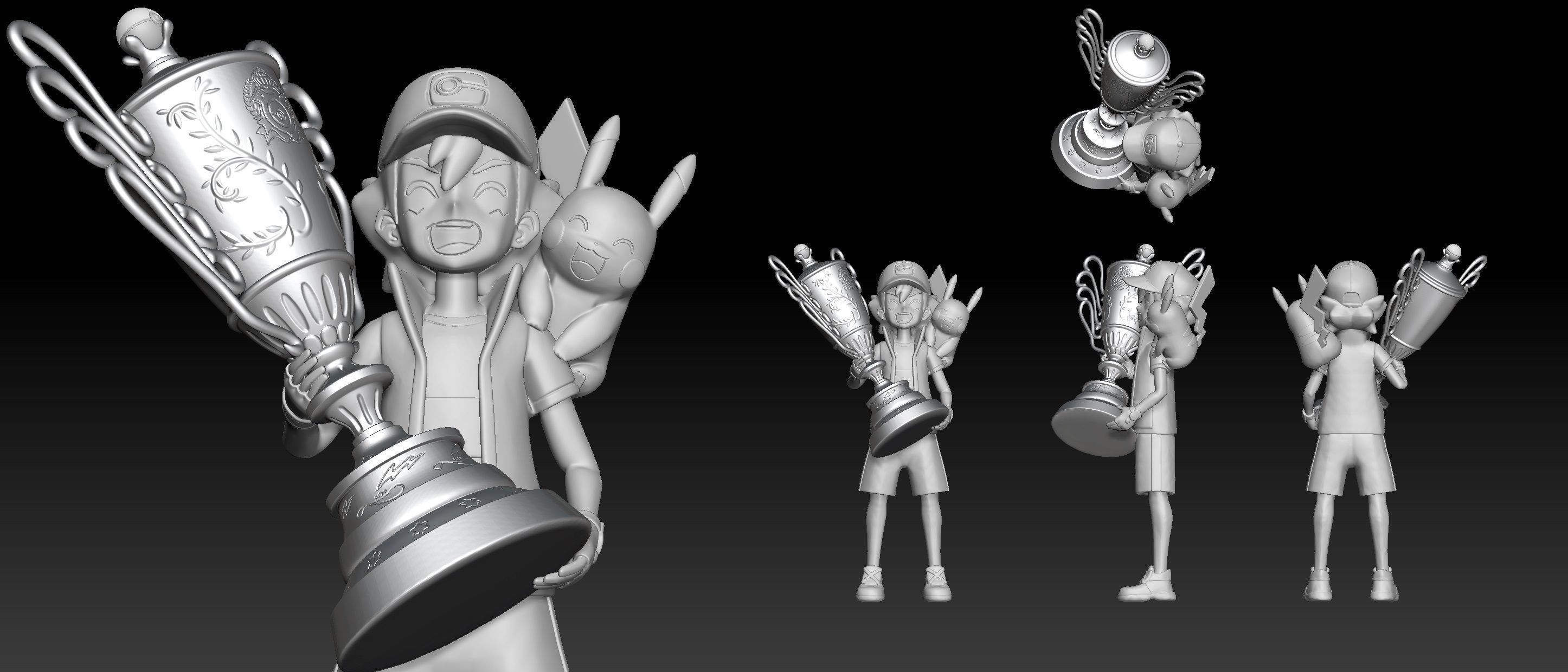 Pokemon Ash Ketchum Champion Trophy 3D model 3D printable | CGTrader