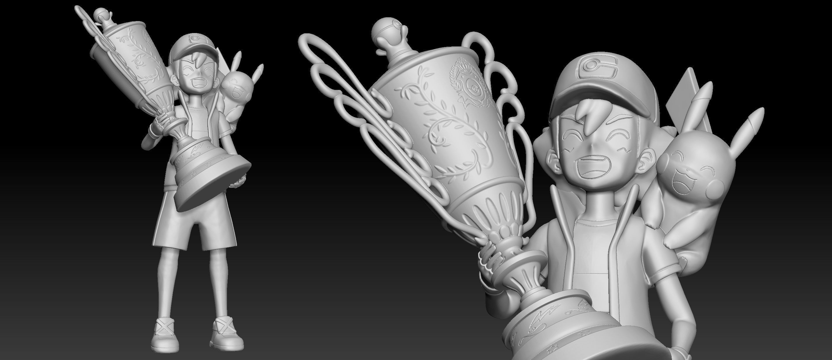 Pokemon Ash Ketchum Champion Trophy 3D model 3D printable | CGTrader