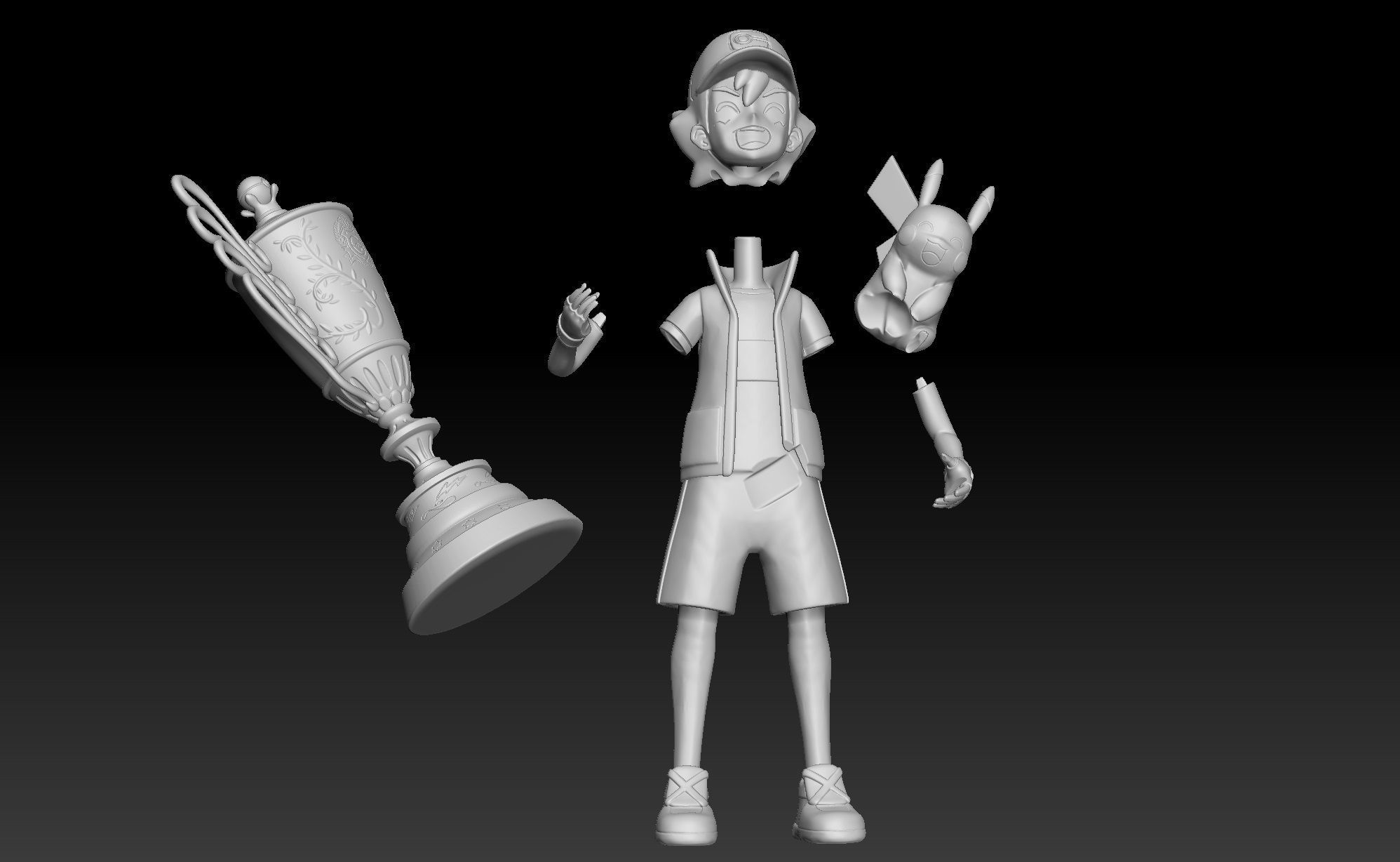 Pokemon Ash Ketchum Champion Trophy 3D model 3D printable | CGTrader