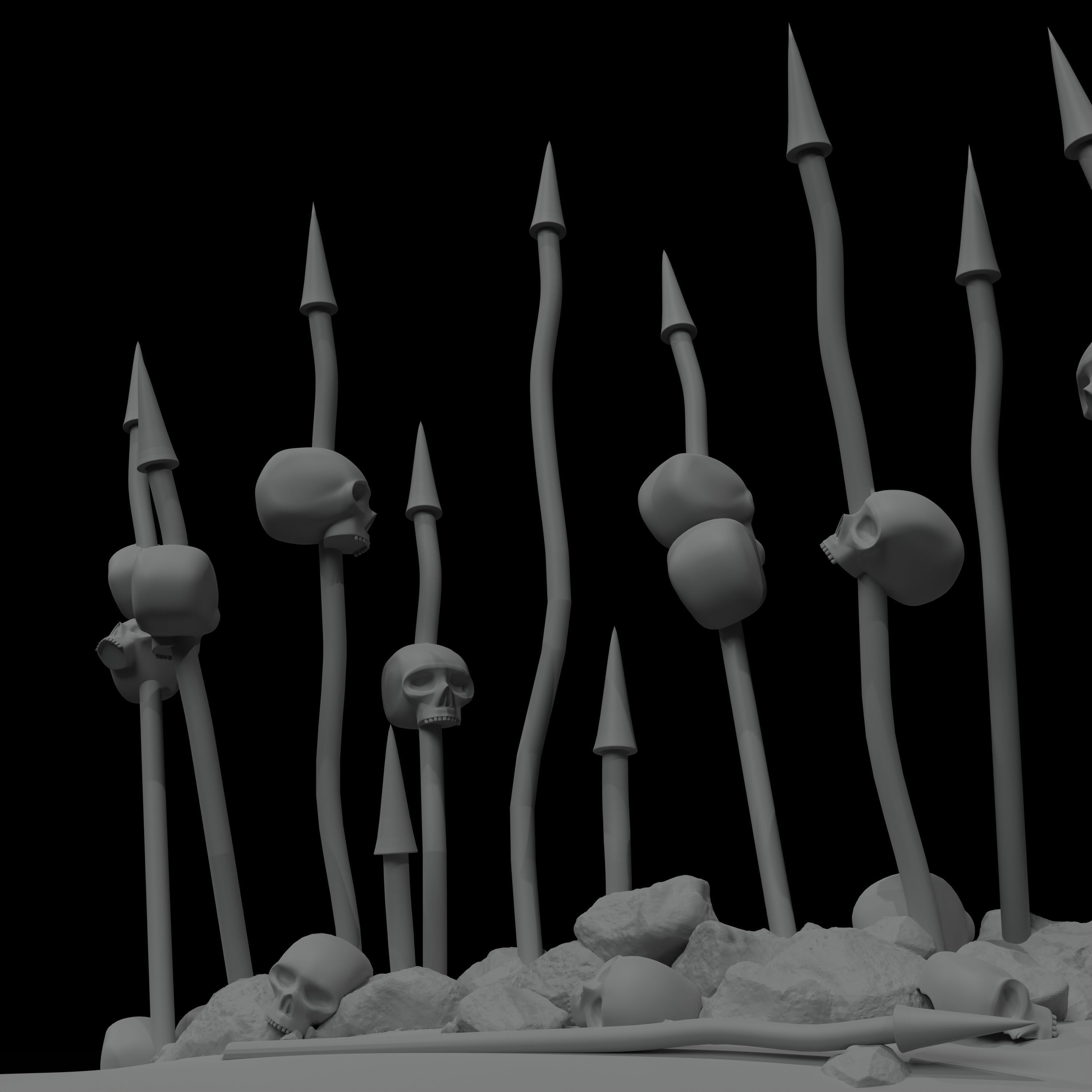 Skulls on spikes 3d model warhammer 40k terrain wargames 3D model 3D ...