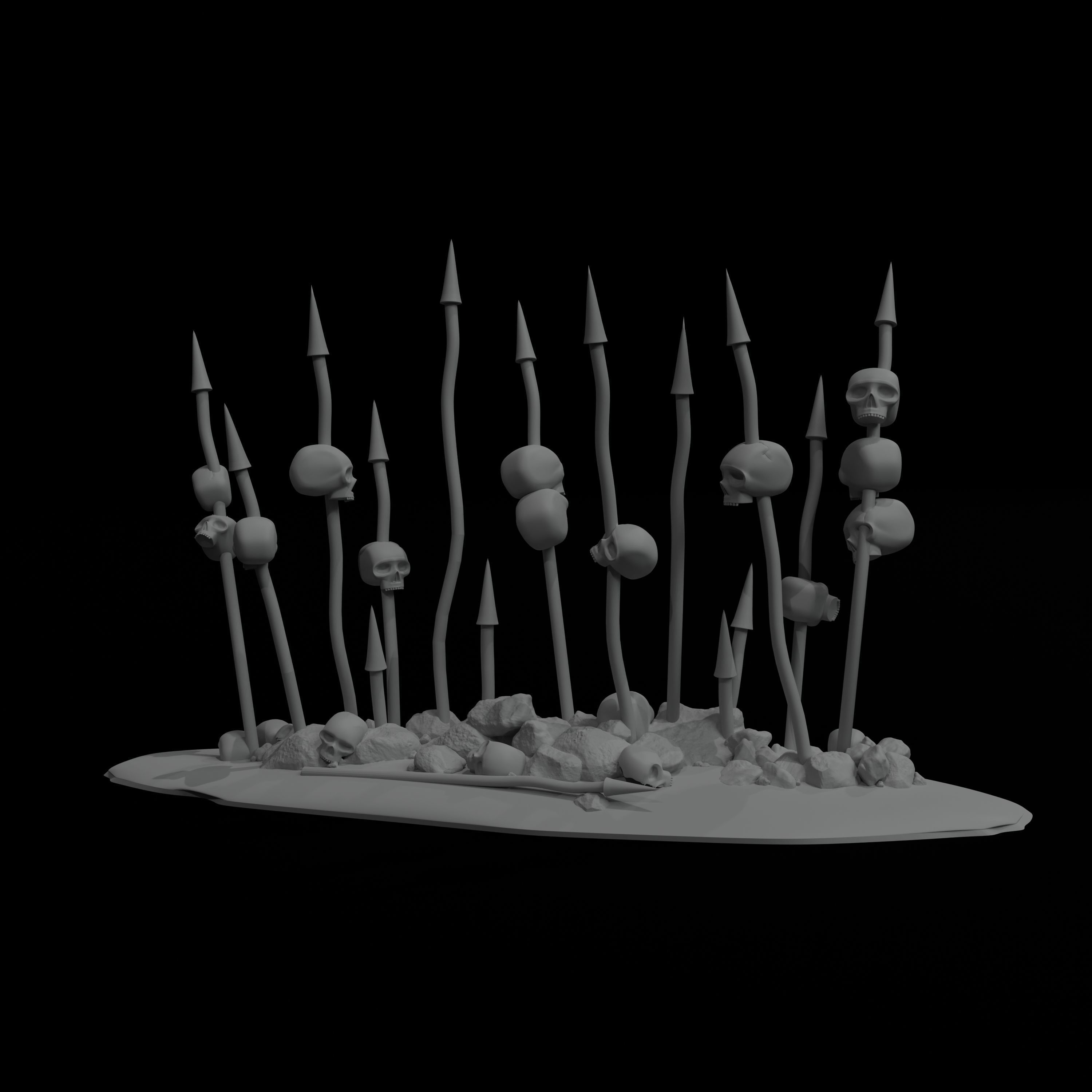 Skulls on spikes 3d model warhammer 40k terrain wargames 3D model 3D ...