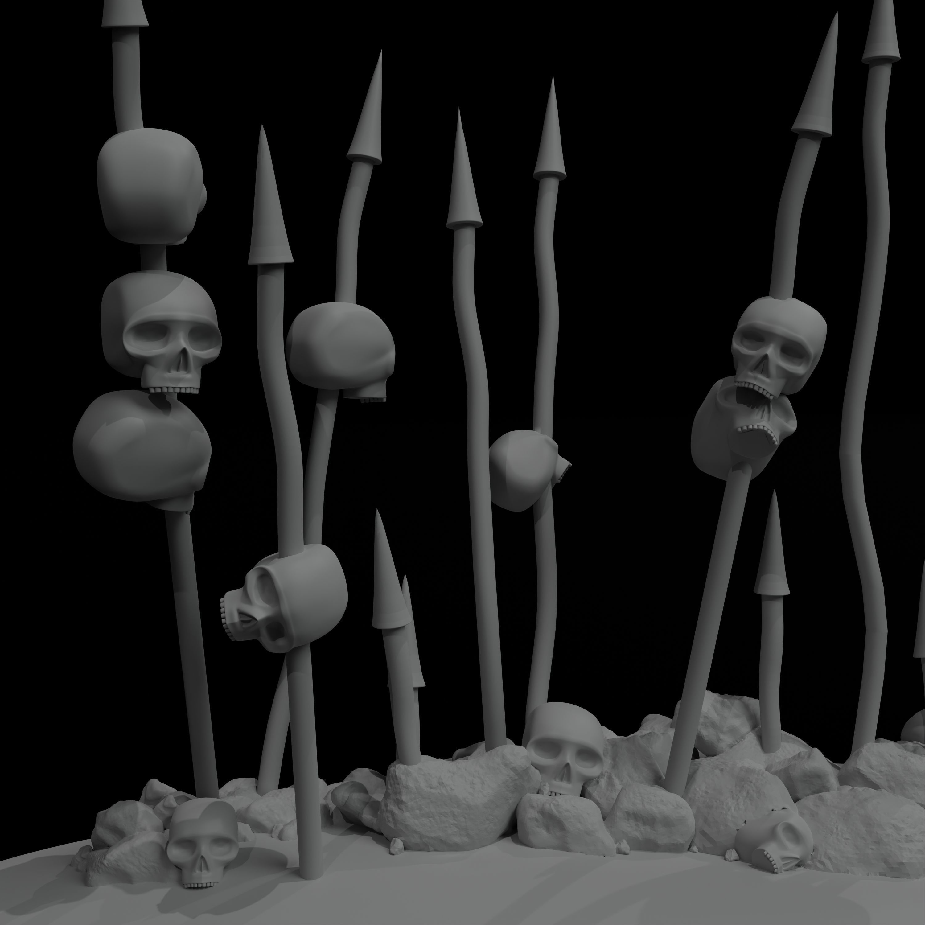 Skulls on spikes 3d model warhammer 40k terrain wargames 3D model 3D ...