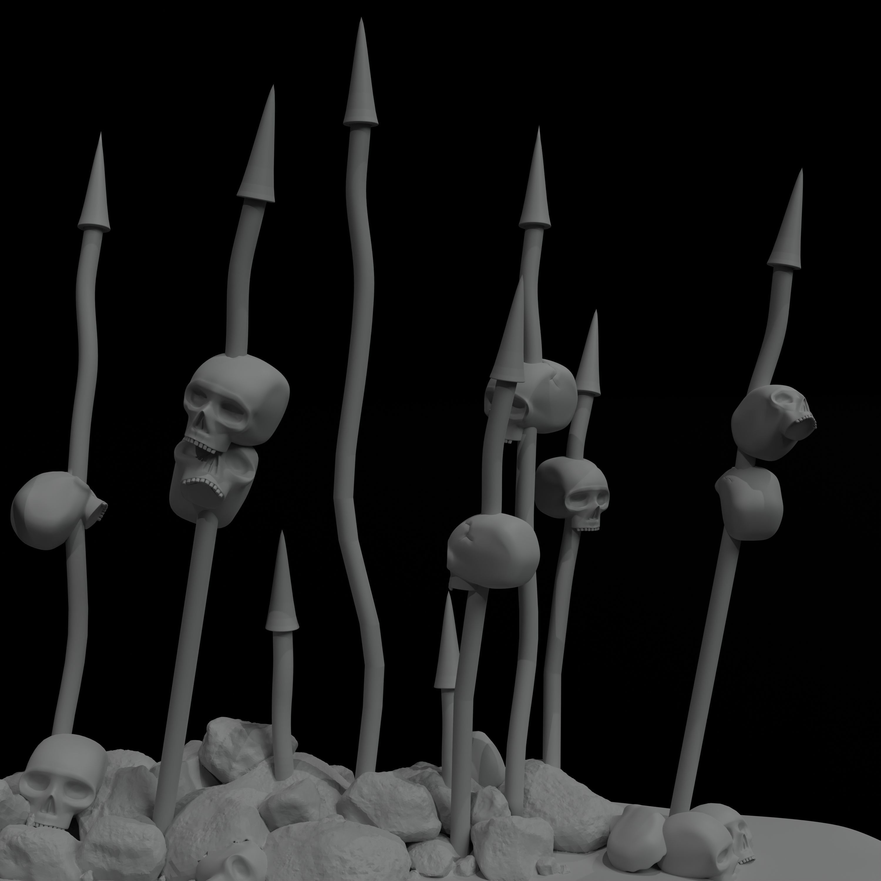 Skulls on spikes 3d model warhammer 40k terrain wargames 3D model 3D printable | CGTrader