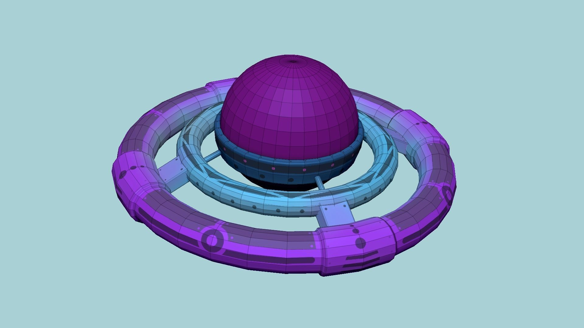 3D model Alien Spaceship UFO E04 Purple Blue - Sci Fi Spacecraft Design ...