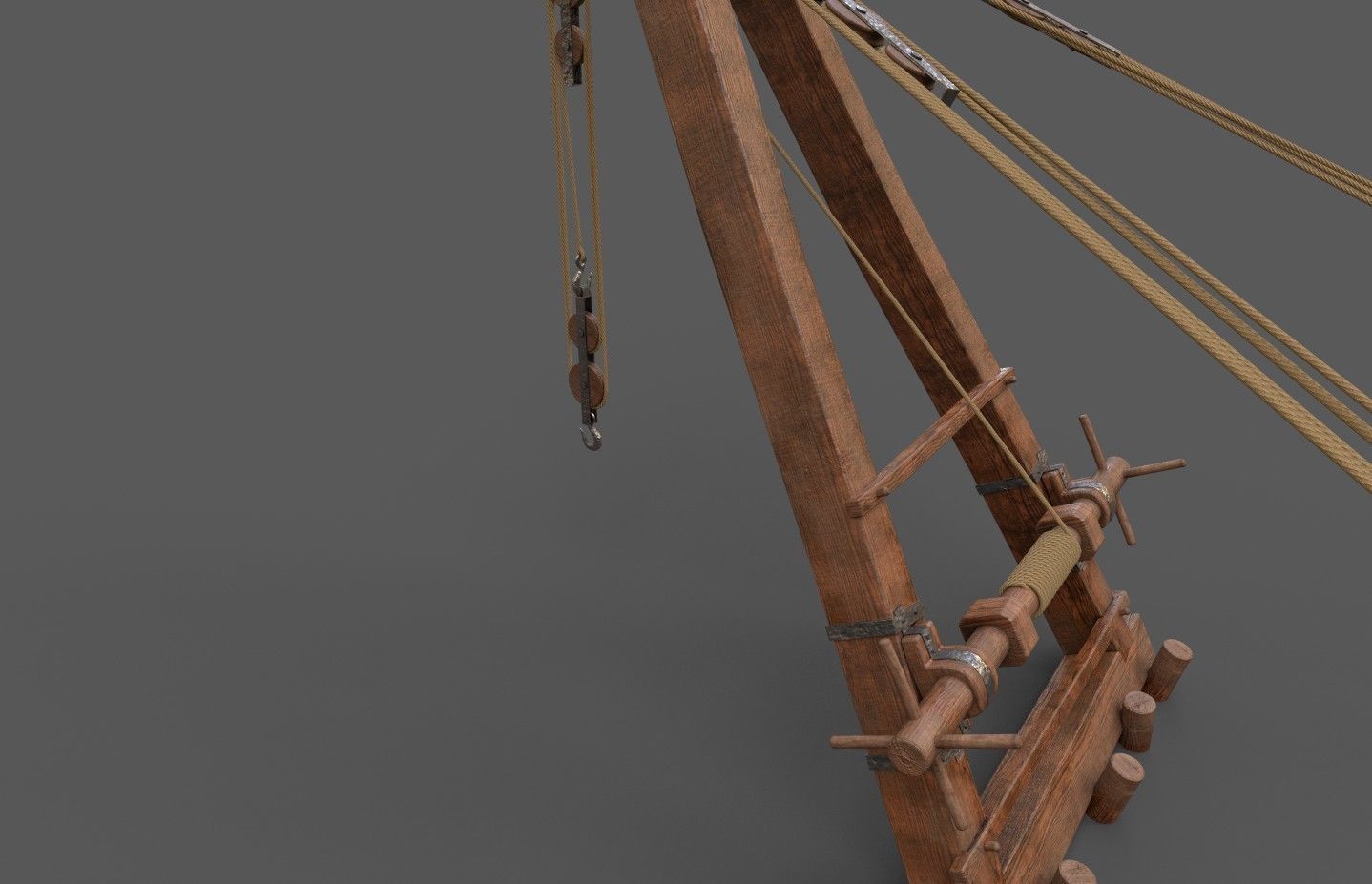 3D model Ancient roman construction crane Pentaspastos - PBR VR / AR ...