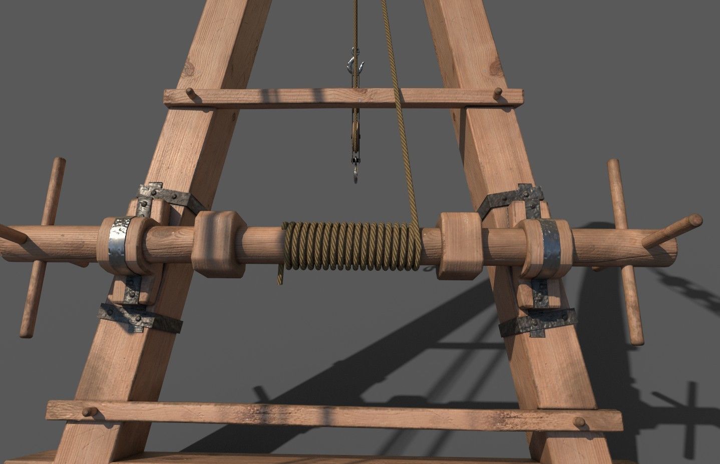3D model Ancient roman construction crane Pentaspastos - PBR VR / AR ...