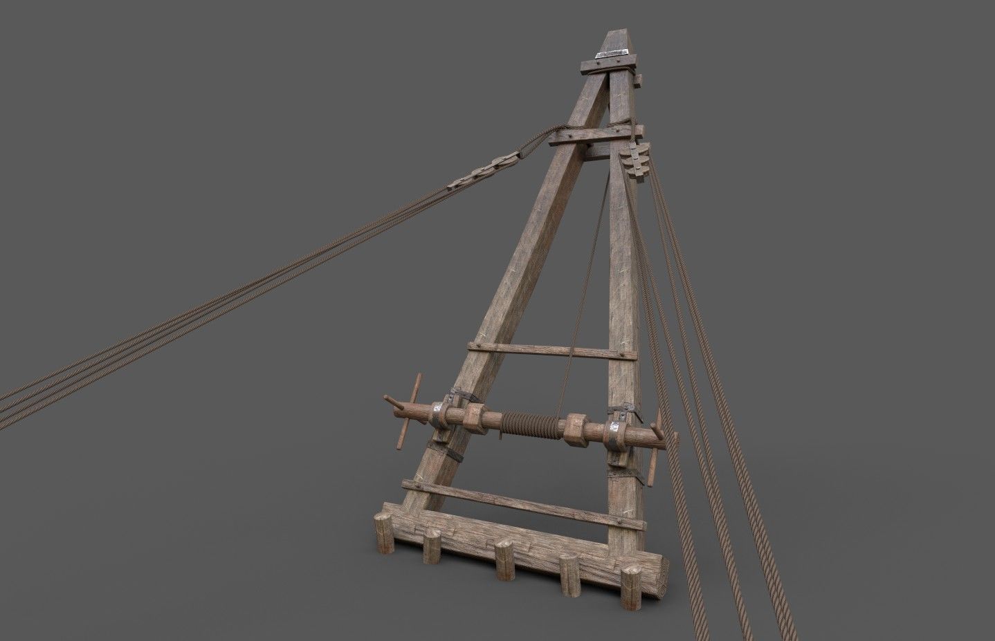 3D model Ancient roman construction crane Pentaspastos - PBR VR / AR ...