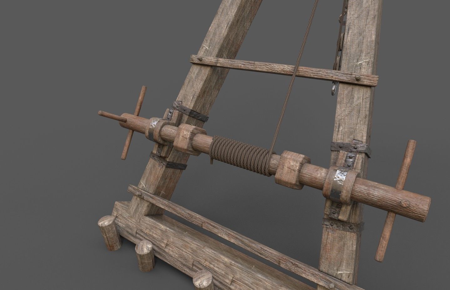 3D model Ancient roman construction crane Pentaspastos - PBR VR / AR ...
