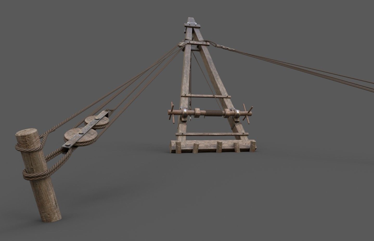 3D model Ancient roman construction crane Pentaspastos - PBR VR / AR ...