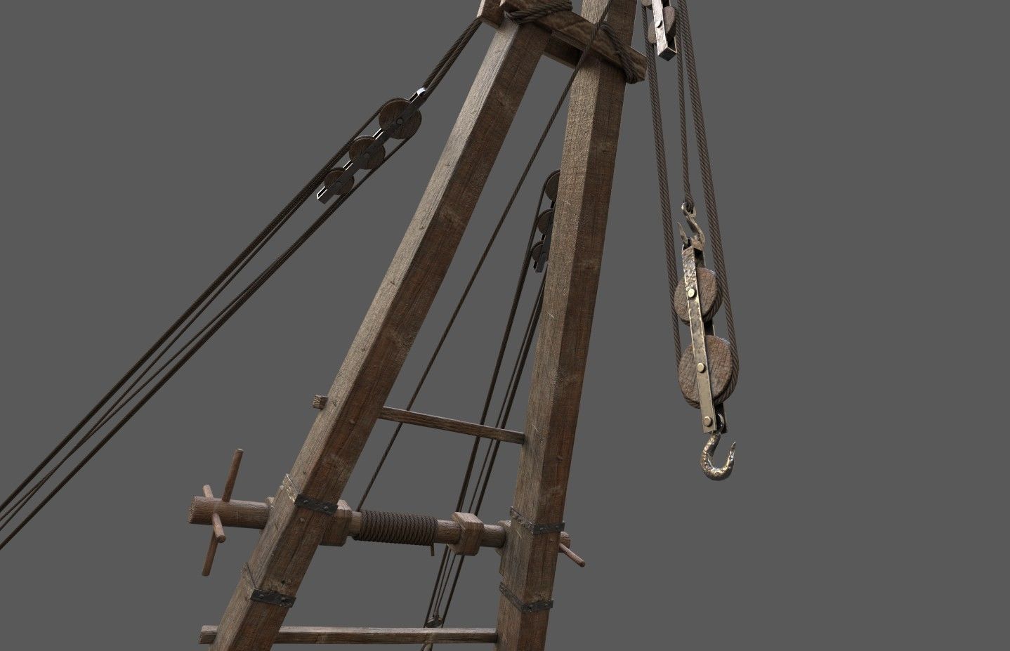 3D model Ancient roman construction crane Pentaspastos - PBR VR / AR ...