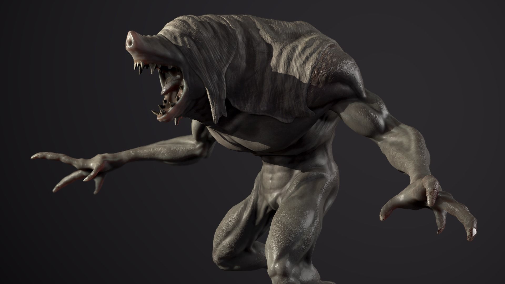 Creep Creature - Animated Game-ready model for Horror game free VR / AR ...