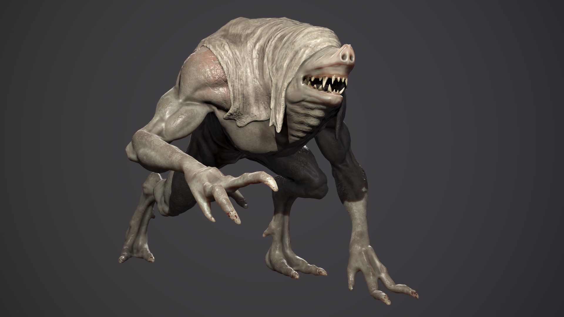 Creep Creature - Animated Game-ready model for Horror game free VR / AR ...
