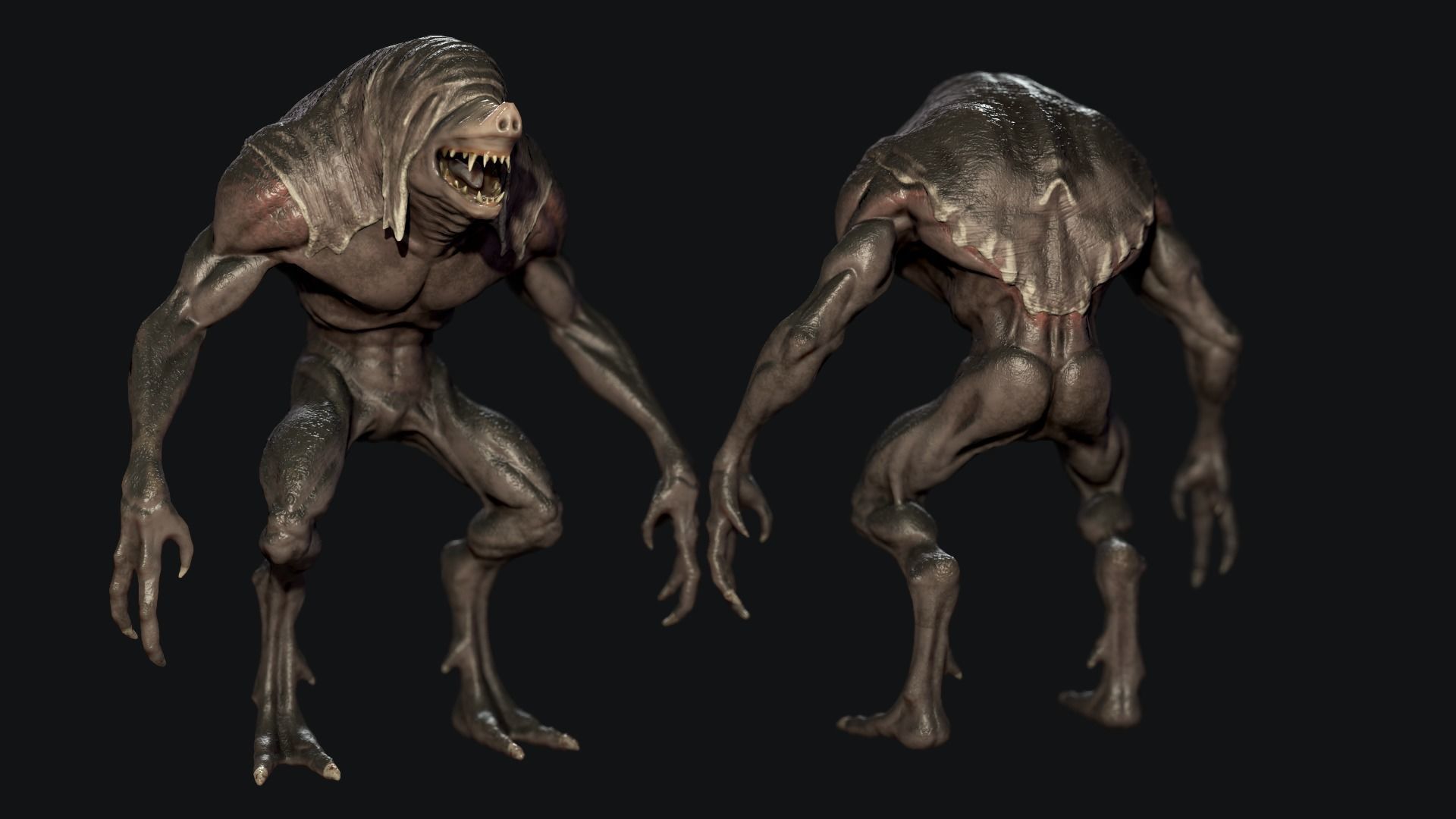 Creep Creature - Animated Game-ready model for Horror game free VR / AR ...