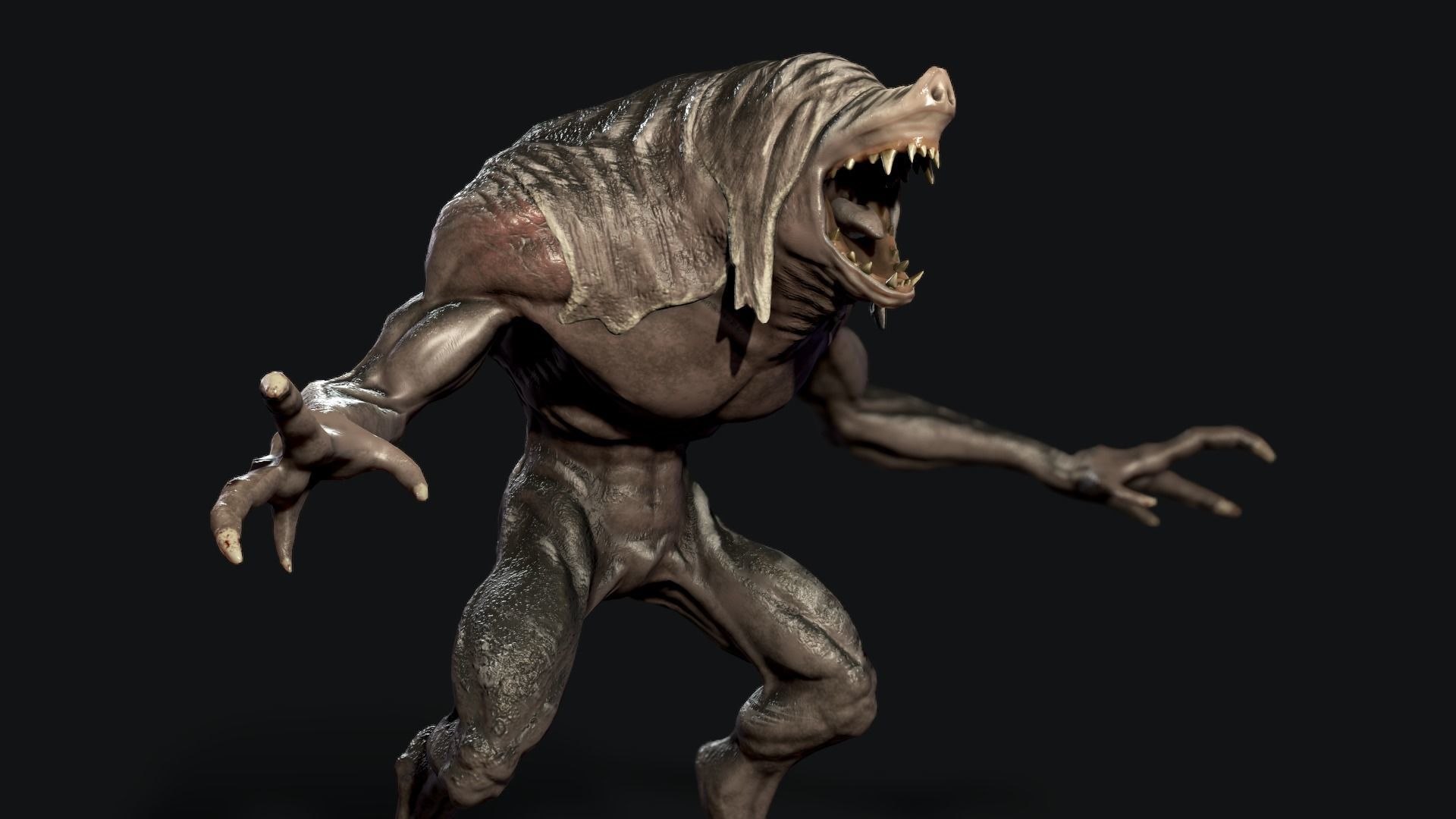 Creep Creature - Animated Game-ready model for Horror game free VR / AR ...