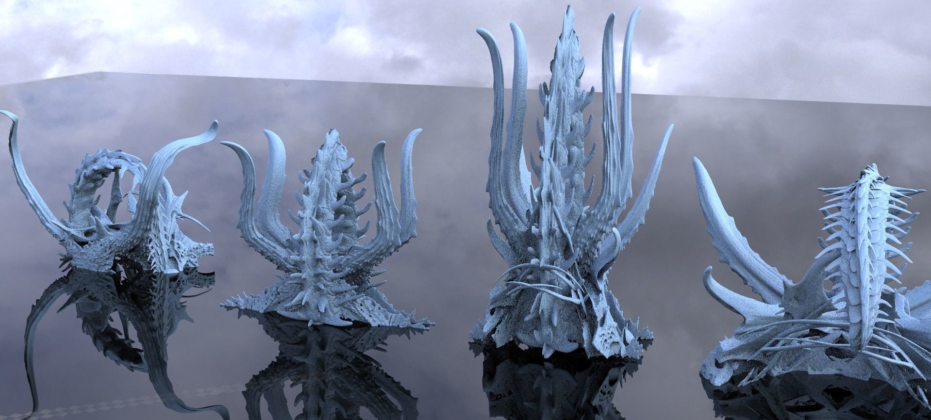 Alien Dragon God Bone Structure 4 models 3D model | CGTrader