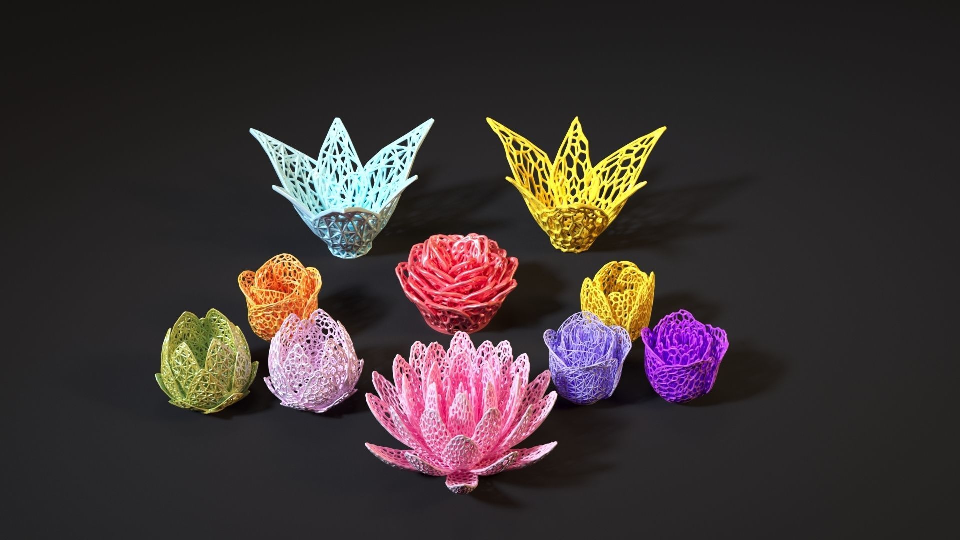 Flower vase set 3D model 3D printable | CGTrader