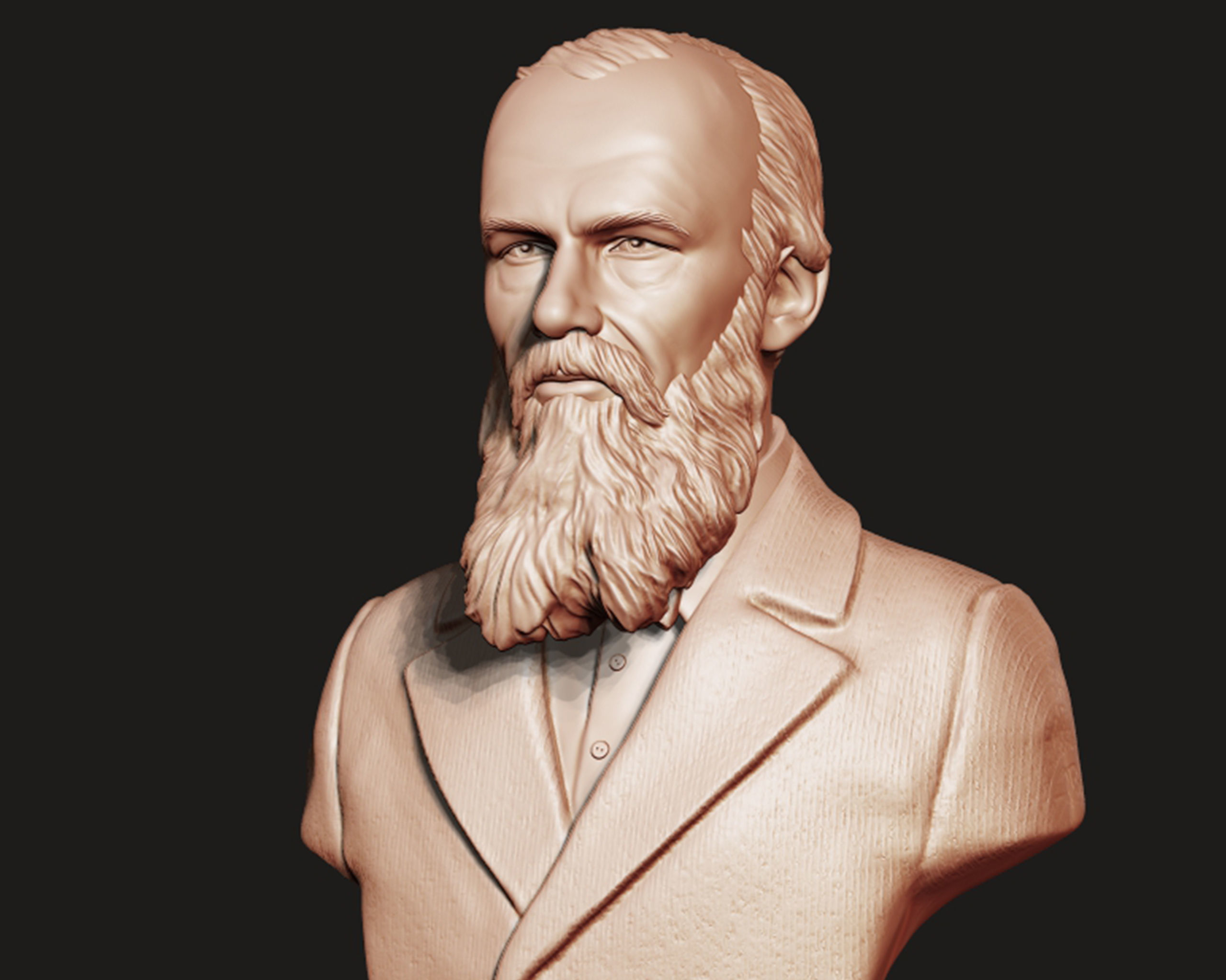 Fyodor Dostoevsky bust sculpture 3D model 3D printable | CGTrader