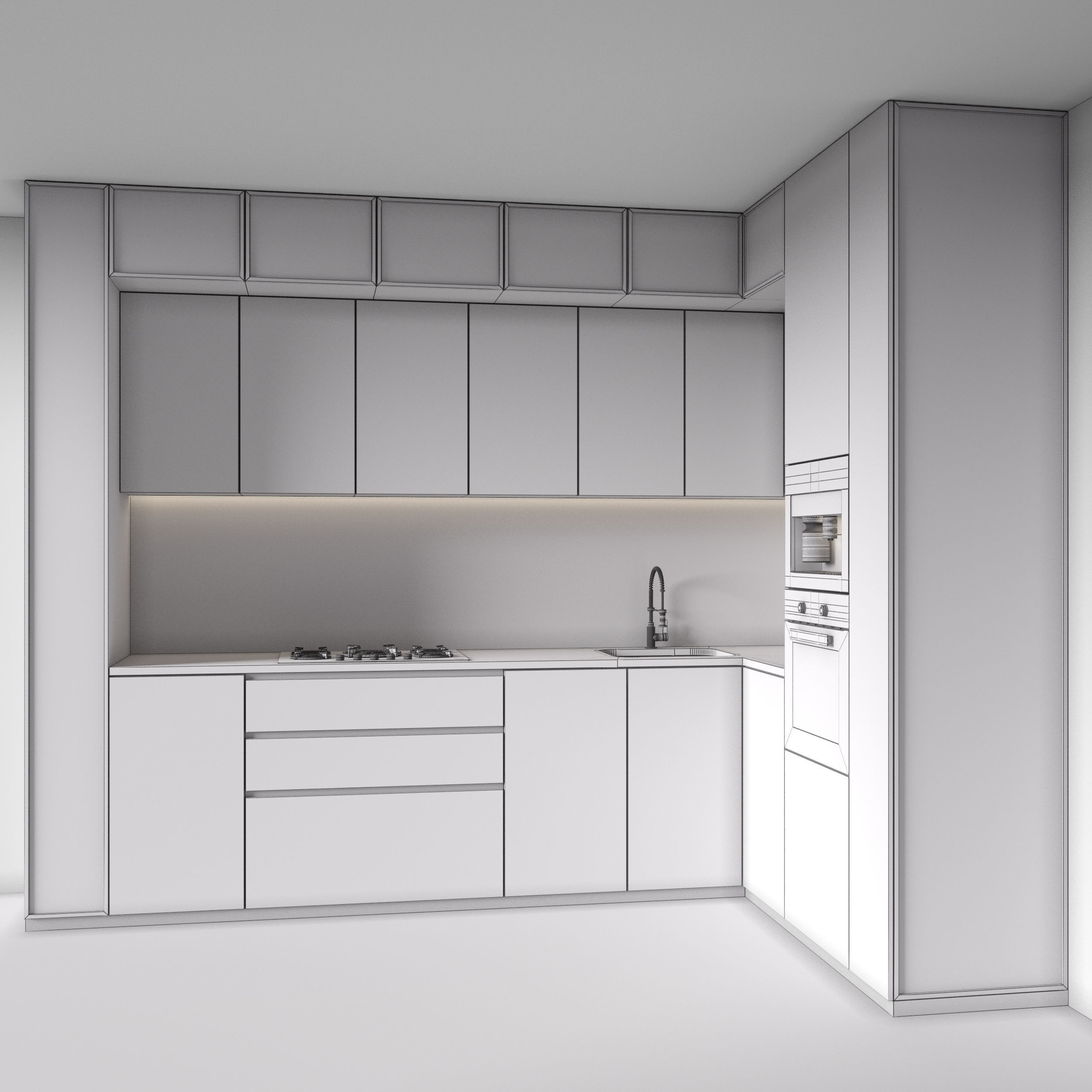 Kitchen Modern 74 - Corner Kitchen 3D model | CGTrader