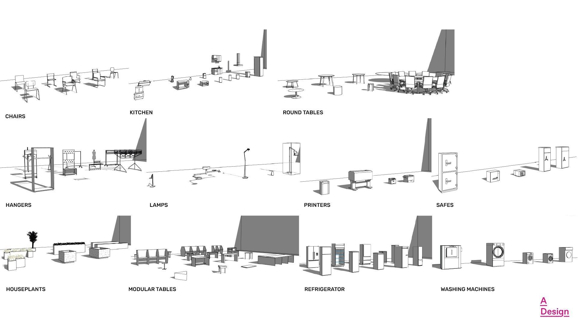 30 small packs families - Revit families - 269 families in total 3D ...