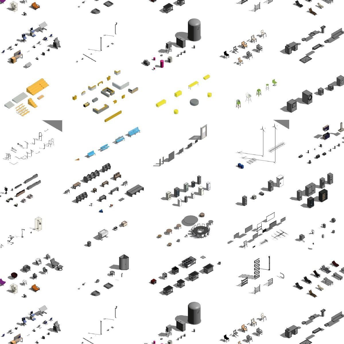 30 small packs families - Revit families - 269 families in total 3D ...