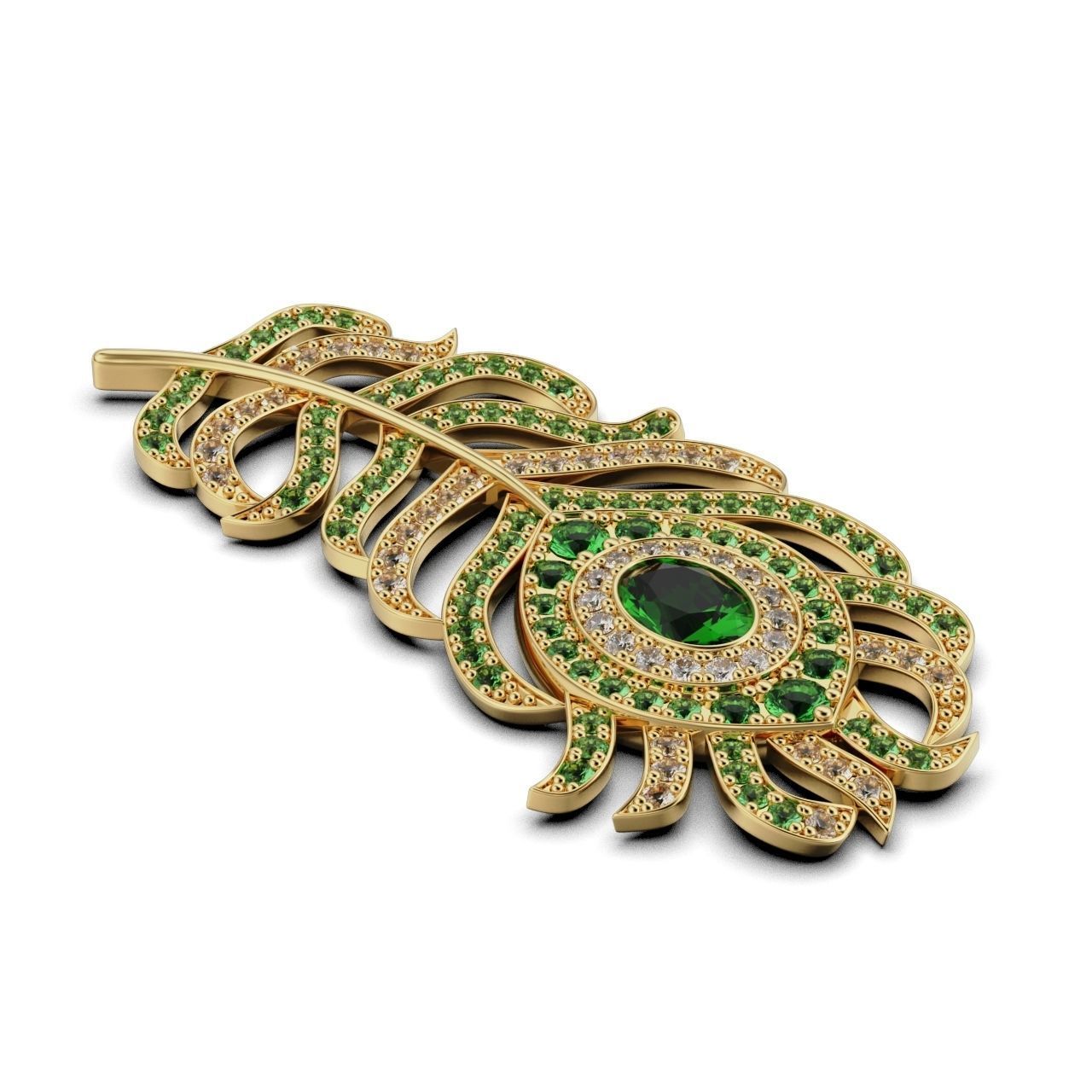 Brooches Pendant Peacock Feather 3D model 3D printable | CGTrader