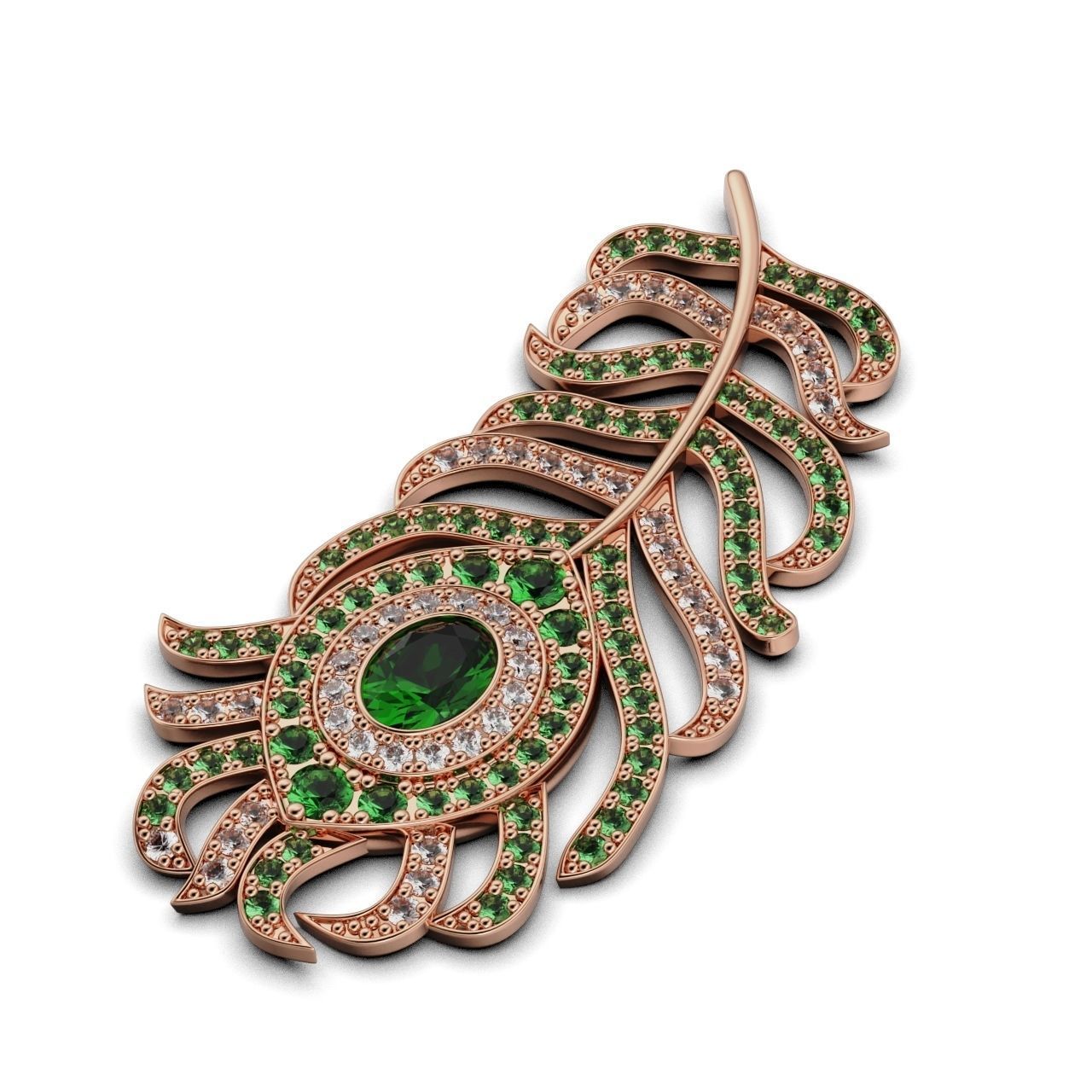 Brooches Pendant Peacock Feather 3D model 3D printable | CGTrader