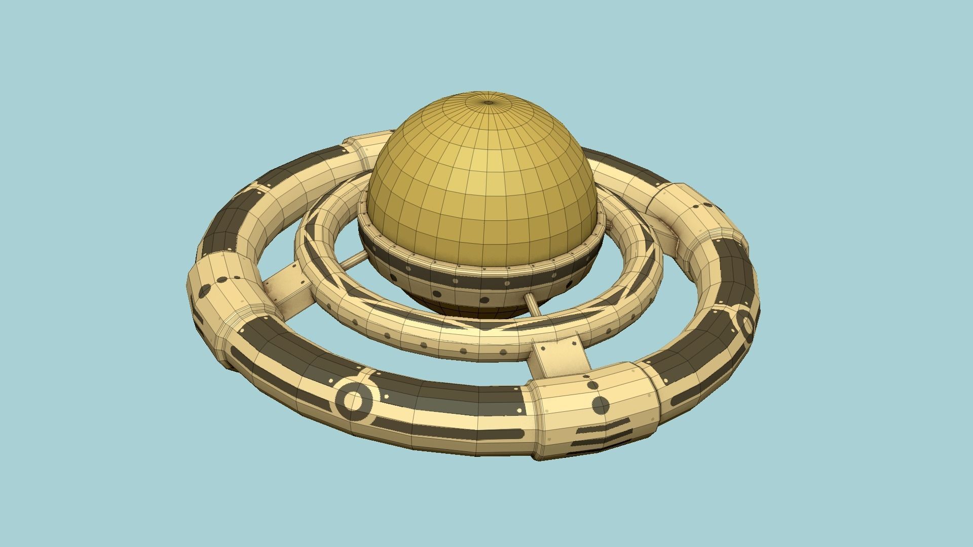 3D model Alien Spaceship UFO E07 Gold - Sci Fi Spacecraft Design VR / AR / low-poly | CGTrader