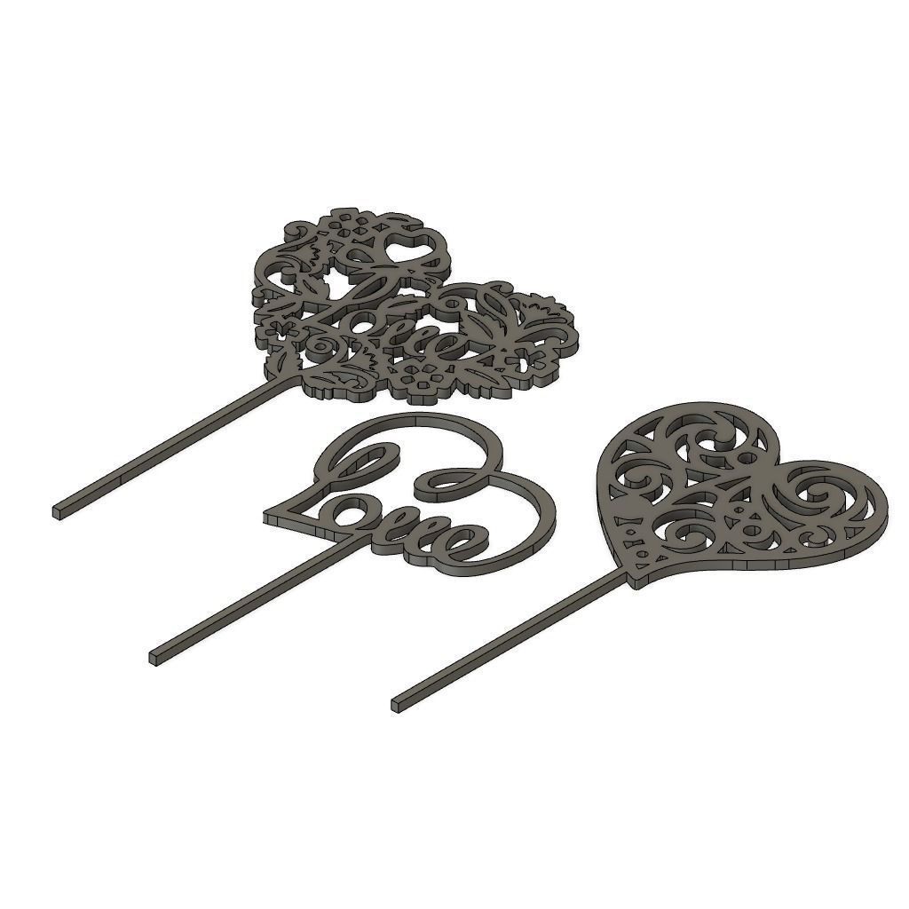 Cake Toppers Heart 3D model 3D printable | CGTrader