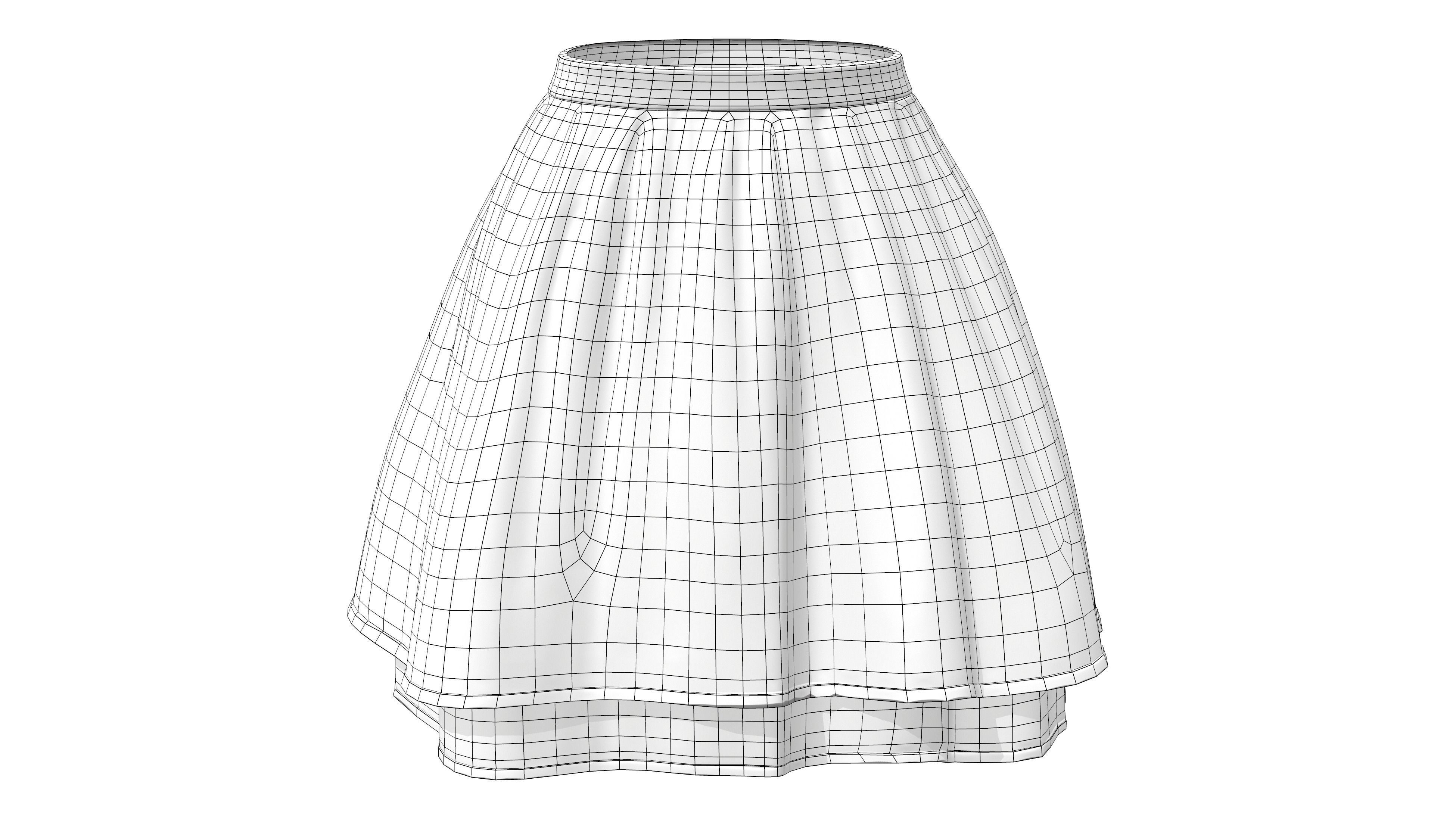3D model Layered Tulle Female Mini Skirt VR / AR / low-poly | CGTrader