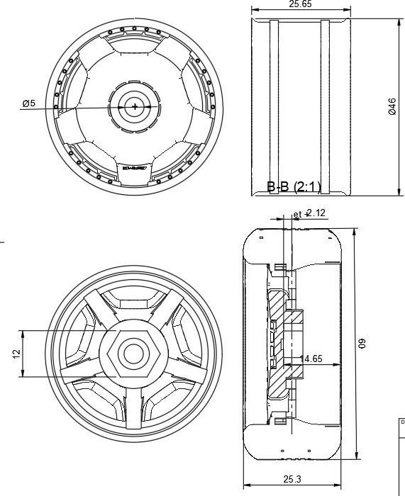 12MM HEX RC Wheels 3P Converted AMG Monoblocs 3D model 3D printable ...