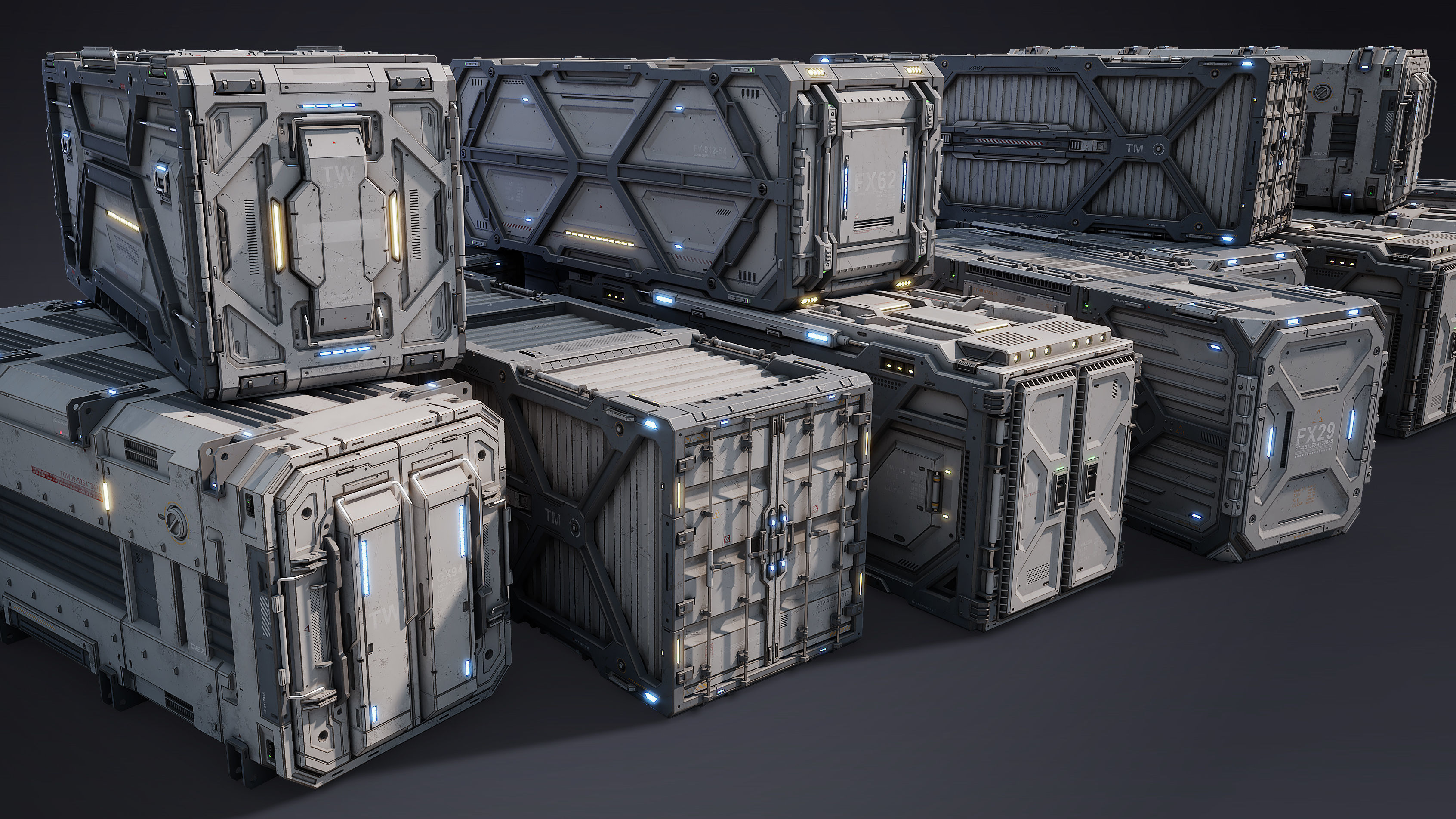 3D model Sci-Fi Parts Kit Pack Vol 05 Container-PBR VR / AR / low-poly | CGTrader