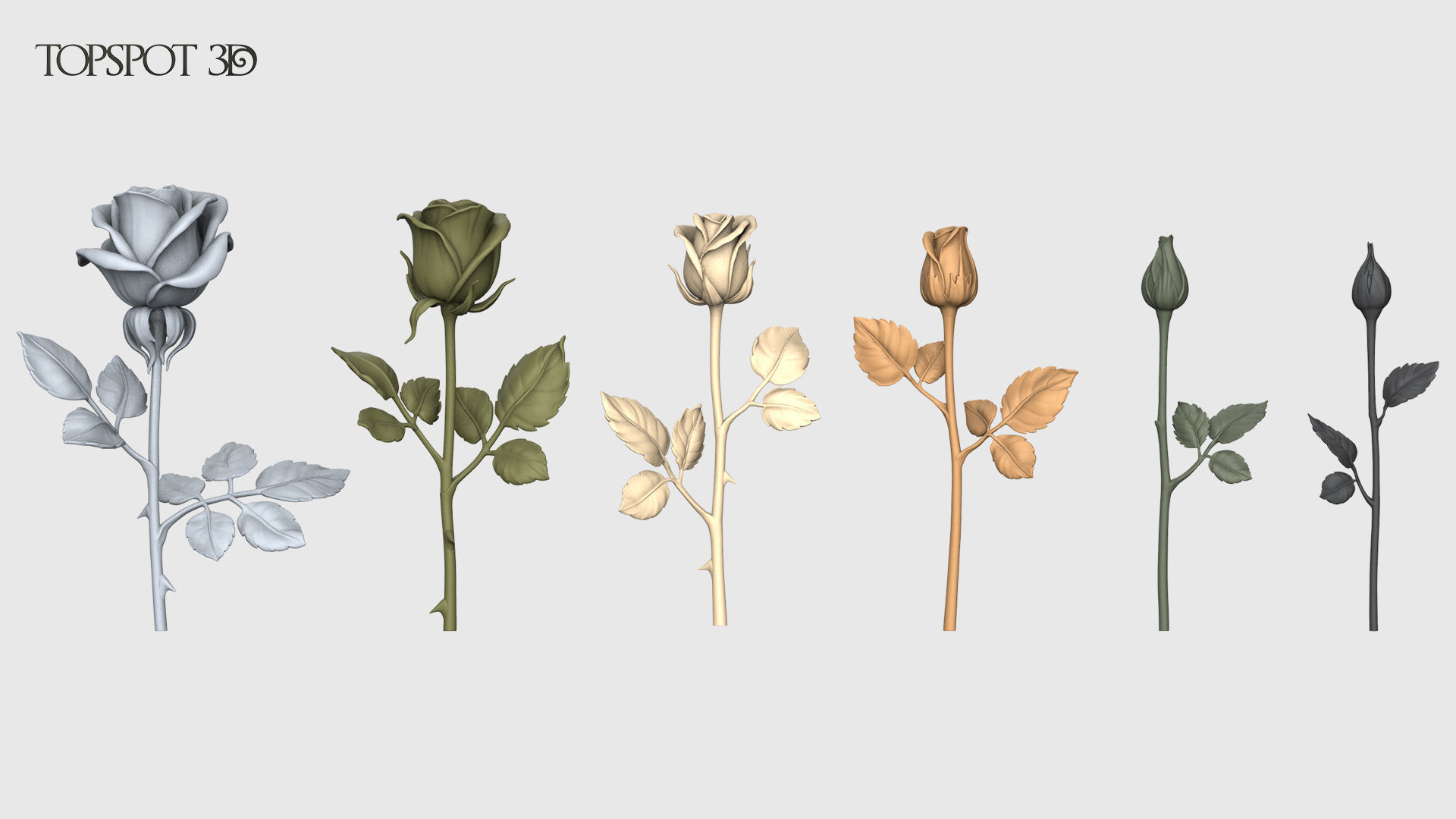 Rose Flowers Pack 3D model 3D printable | CGTrader