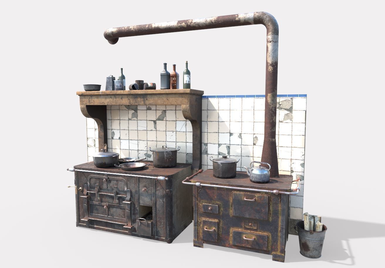 Old Stoves And Kitchenware 3D model | CGTrader