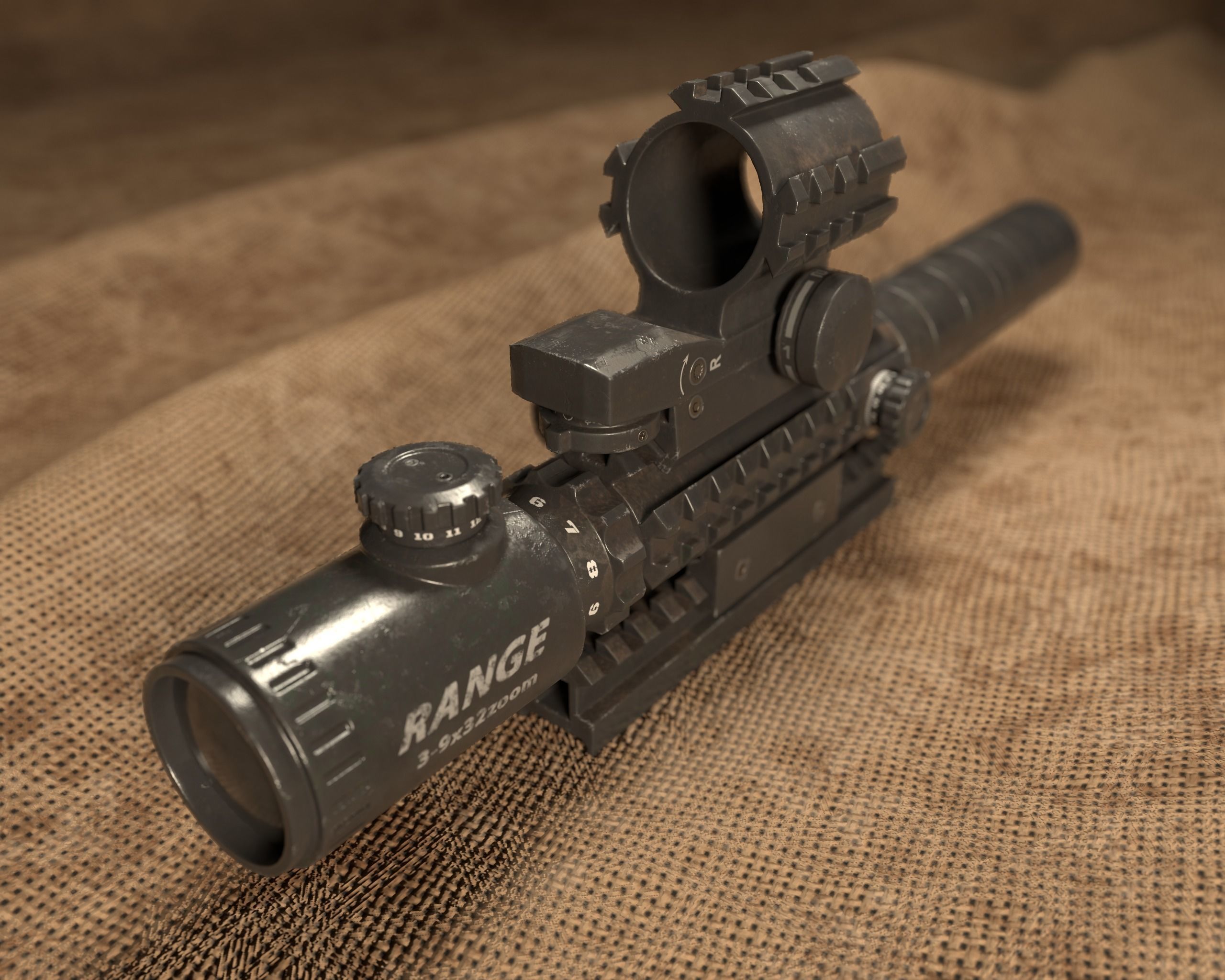3D model RangeFinder Rifle Scope VR / AR / low-poly | CGTrader