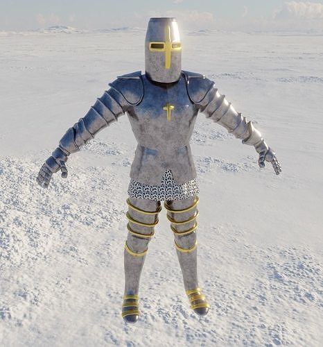 Knight in armor in snow 3D model rigged | CGTrader
