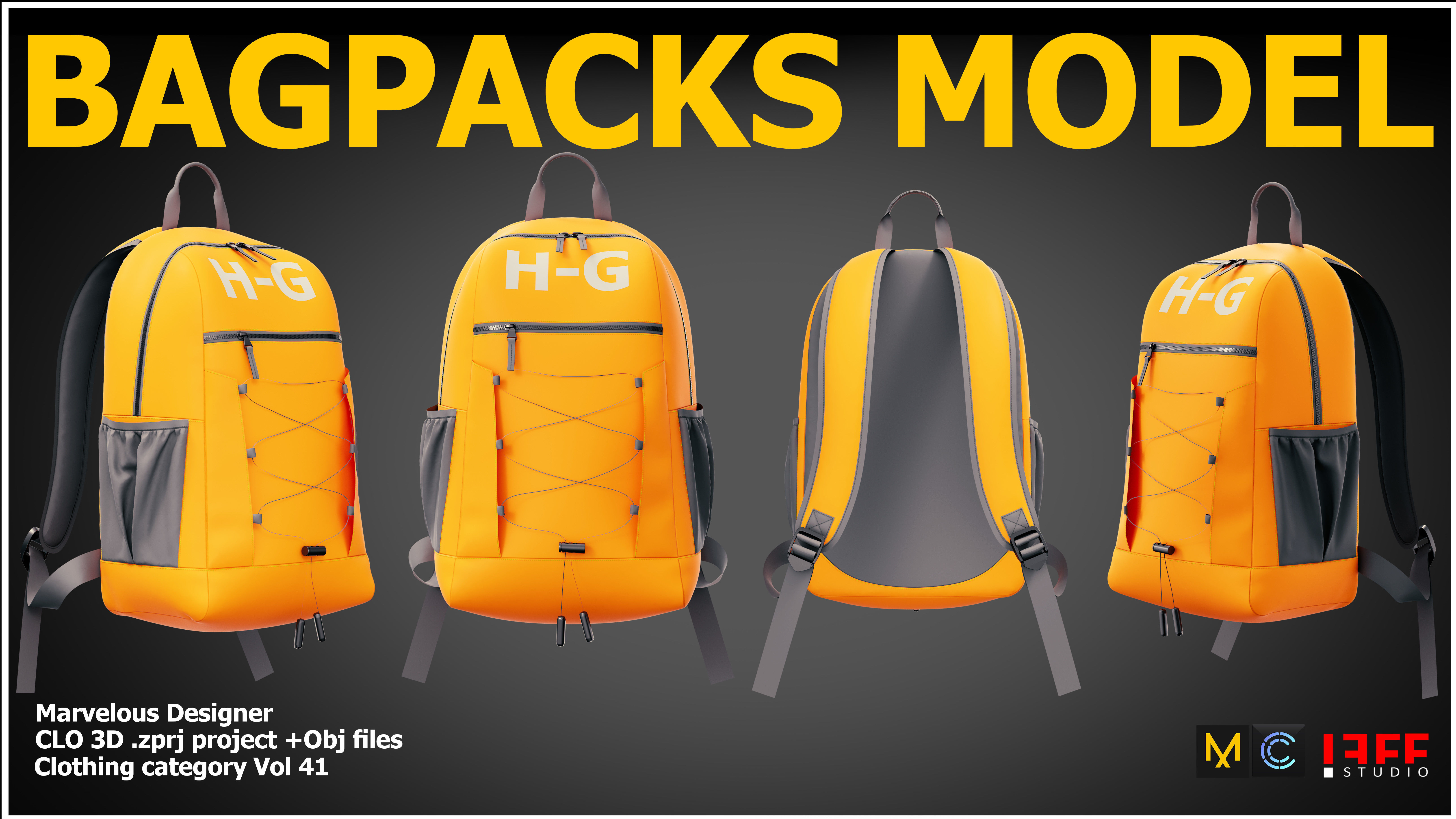 3D model 5 Backpack models Marvelous designer VR / AR / low-poly | CGTrader
