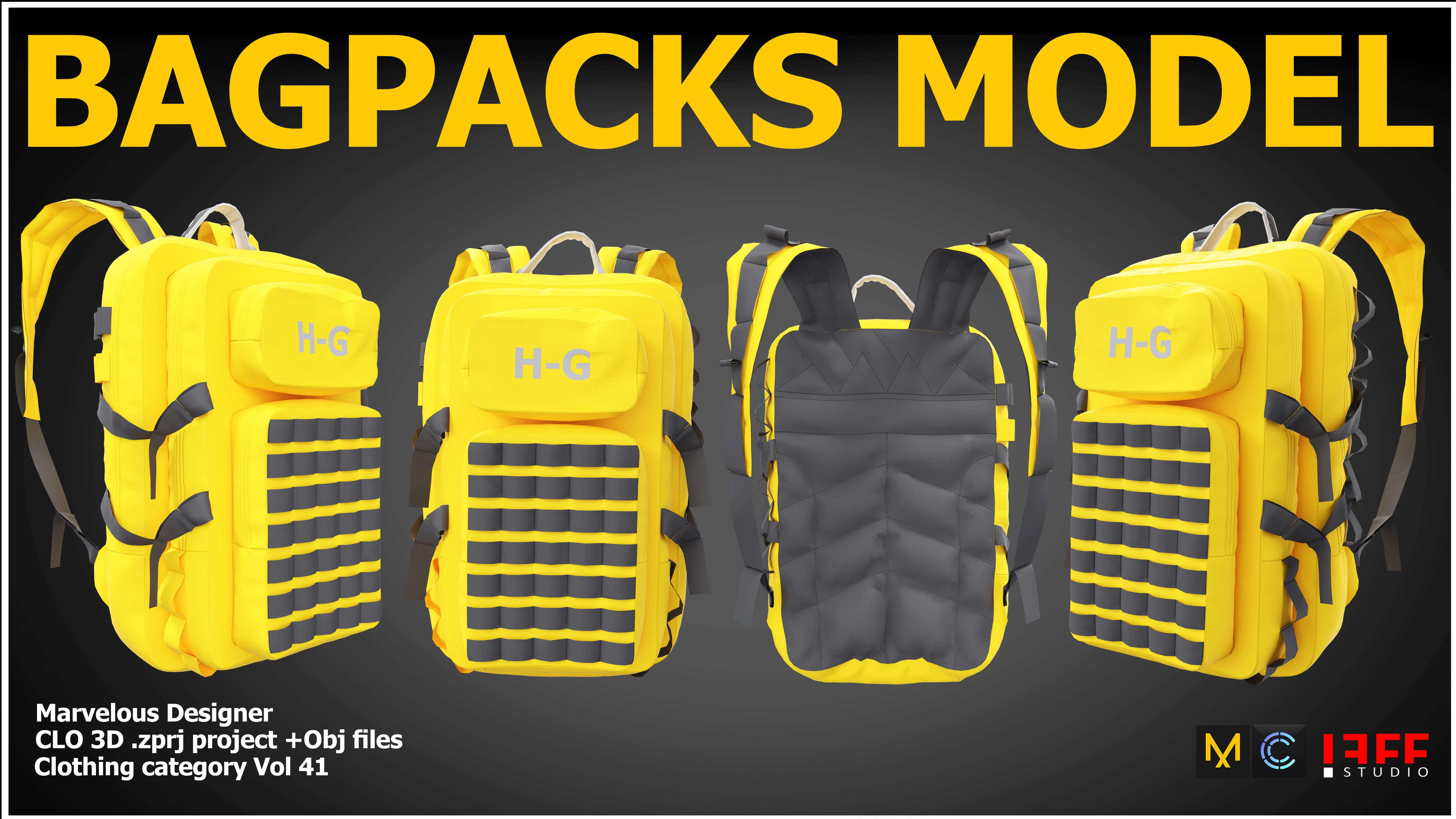 3D model 5 Backpack models Marvelous designer VR / AR / low-poly | CGTrader