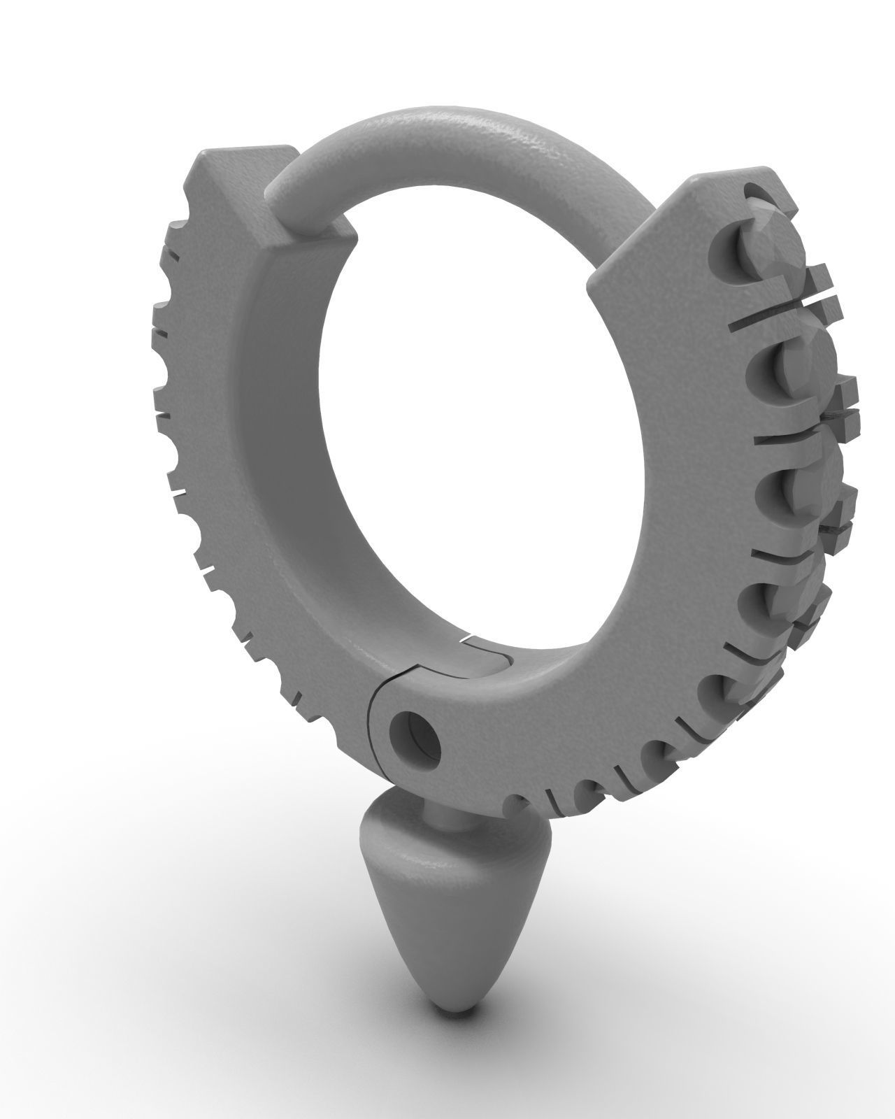 Earring piercing-nose septum ring 7 mm with gems and thorn 3D model 3D ...