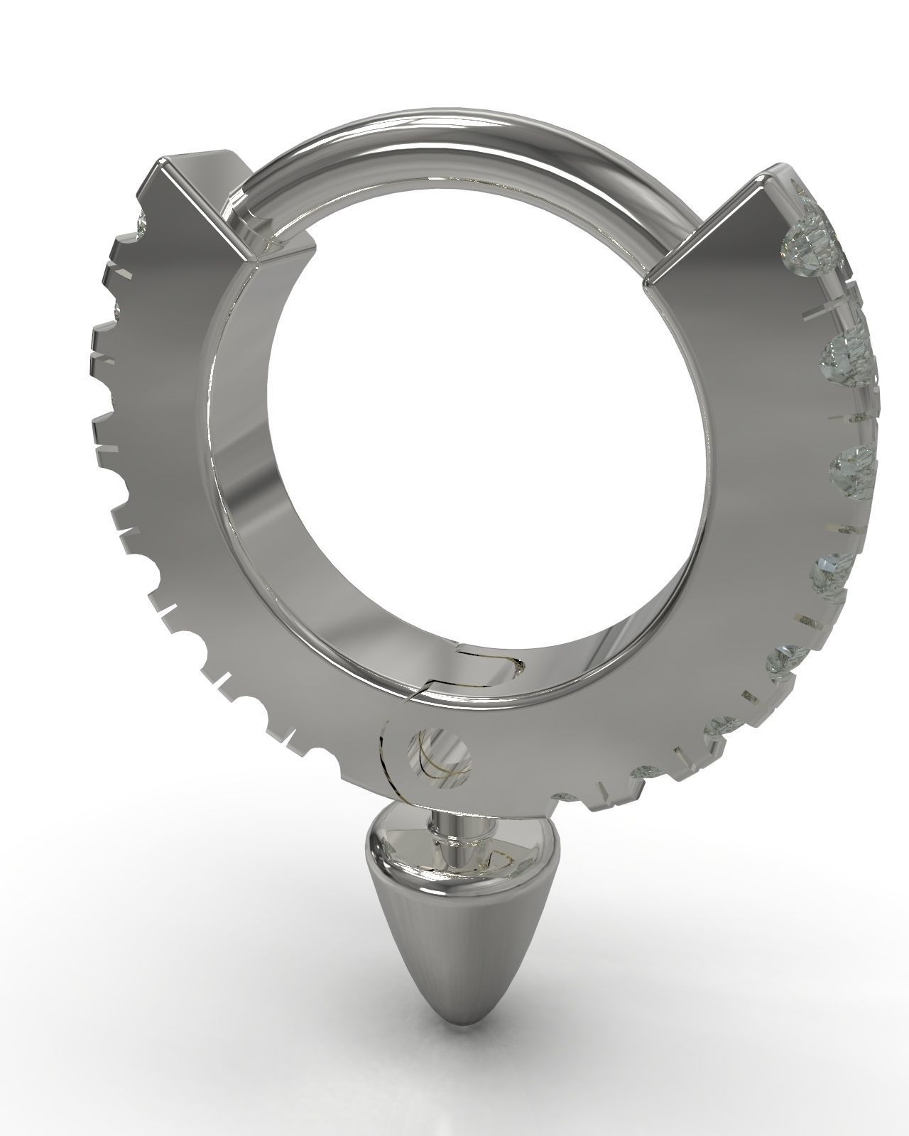 Earring piercing-nose septum ring 7 mm with gems and thorn 3D model 3D ...