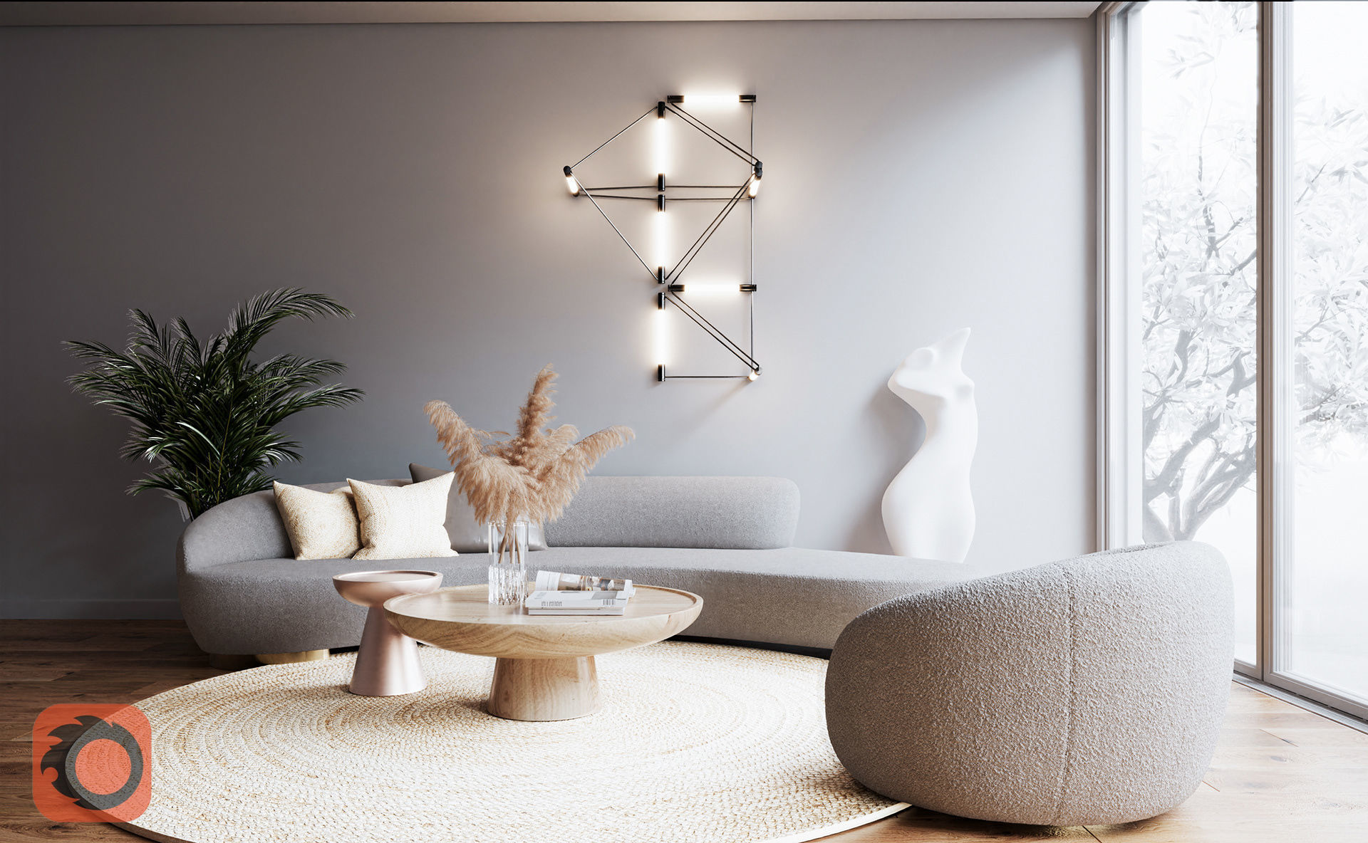 Living room sitting area minimal modern design 3D model | CGTrader