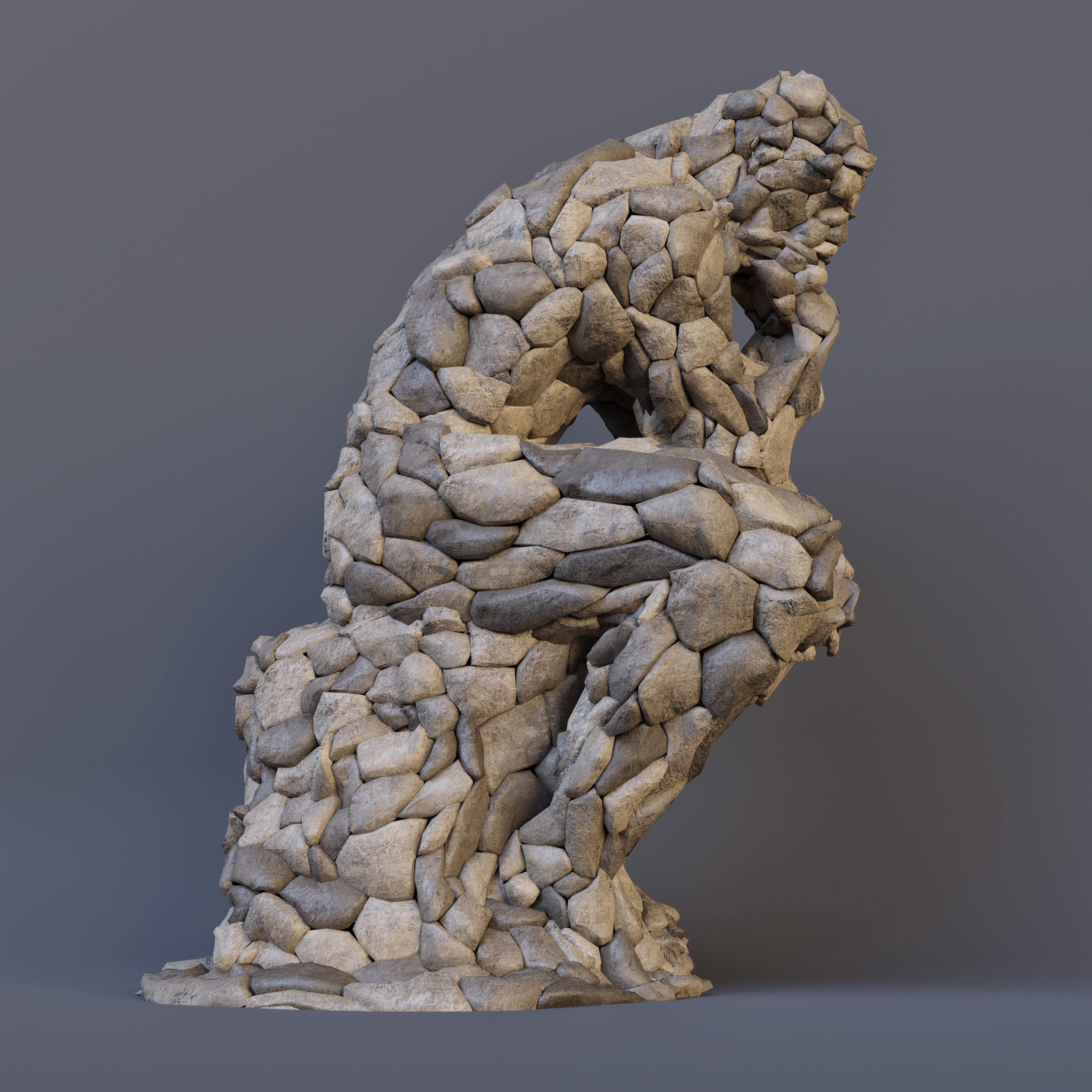 The thinker statue made with rocks 3D model | CGTrader