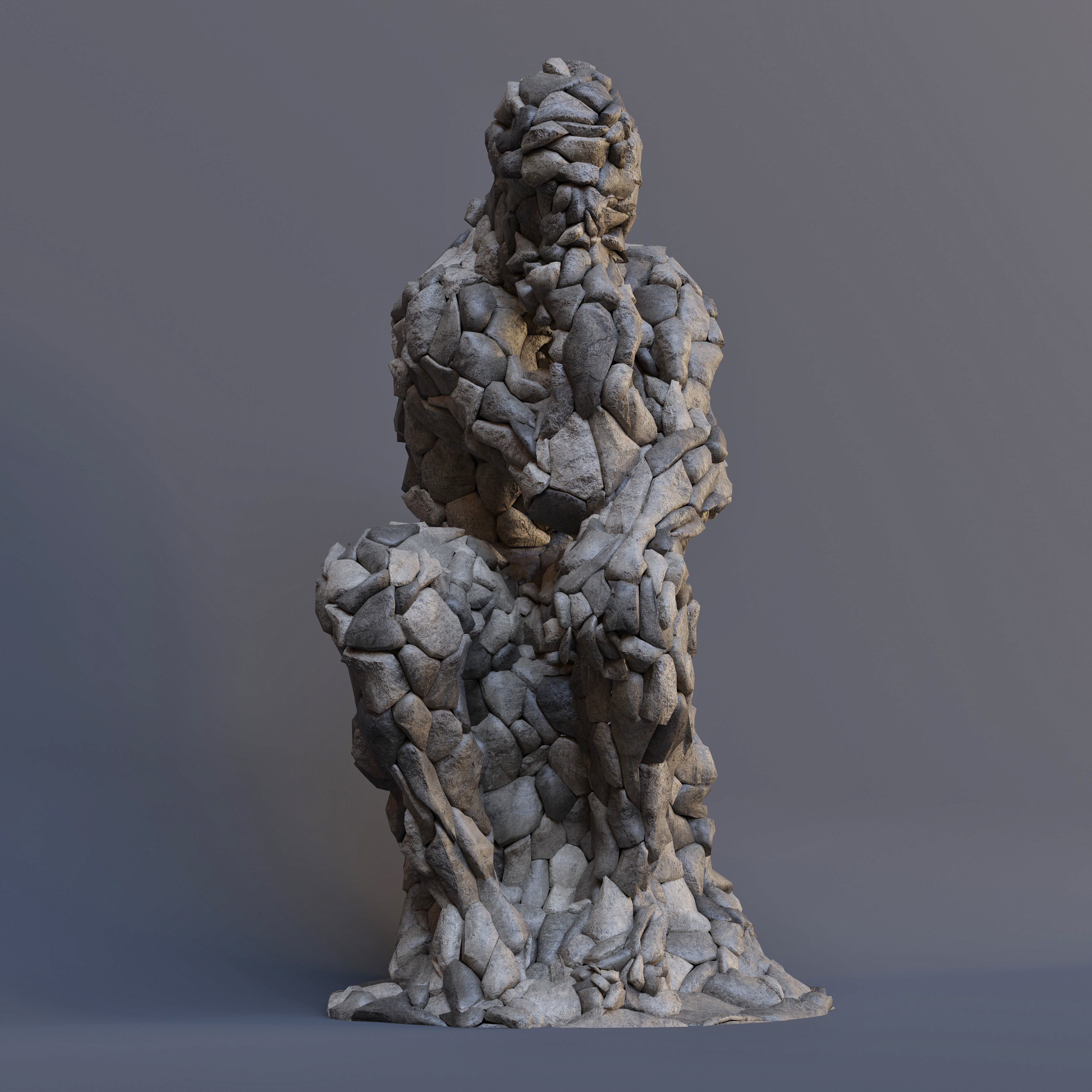 The thinker statue made with rocks 3D model | CGTrader