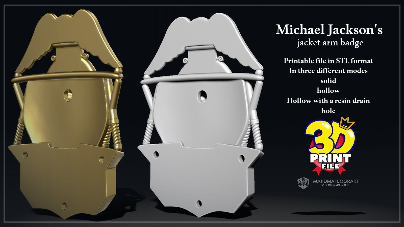 3D print models of MichaelJacksons jacket arm badges- SuperBowl 3D ...