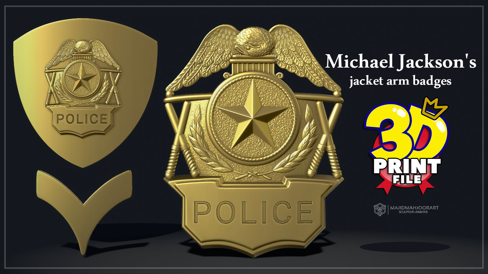 3D print models of MichaelJacksons jacket arm badges- SuperBowl 3D ...