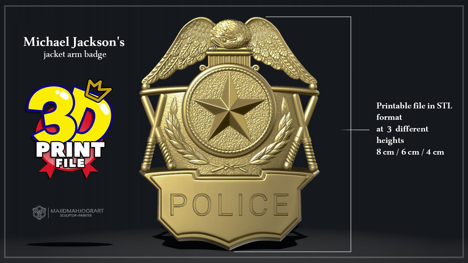 3D print models of MichaelJacksons jacket arm badges- SuperBowl 3D ...