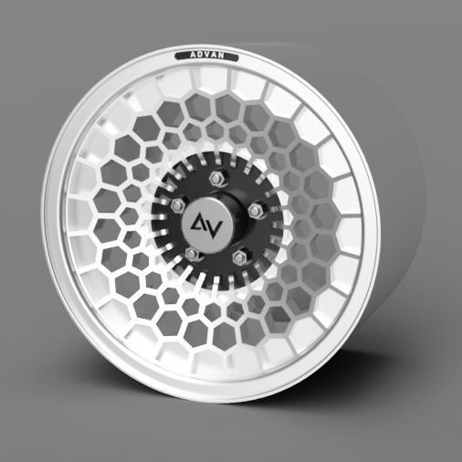 1 24 Scale 15 Inch Advan Honeycomb Wheels with 888 style tires 3D model ...