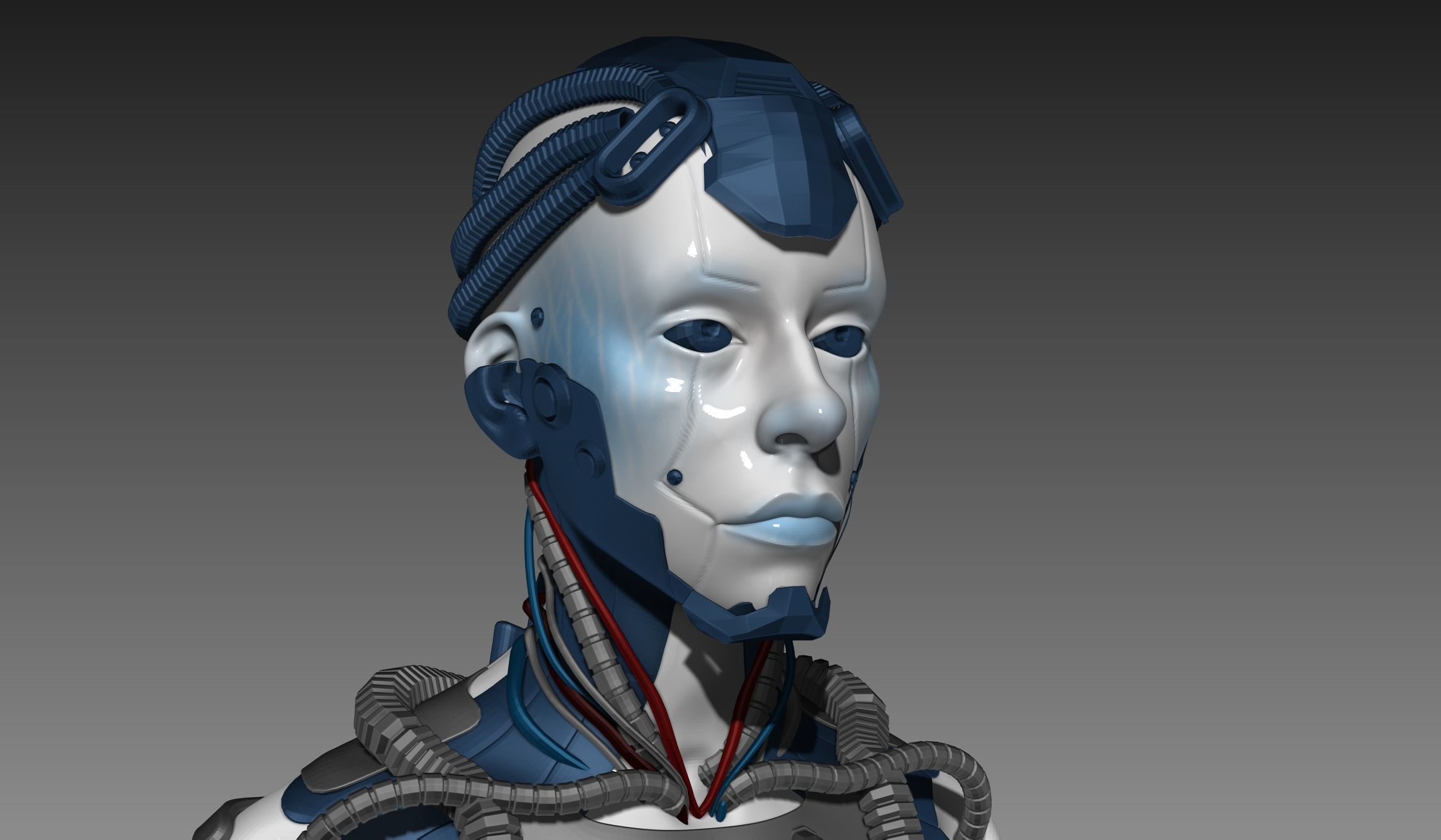 High Poly Female Cyborg Robot 3d Model Cgtrader 