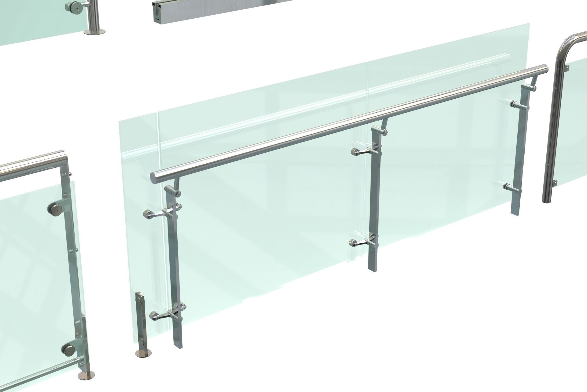 Stainless steel glass railing Balcony 3D model | CGTrader